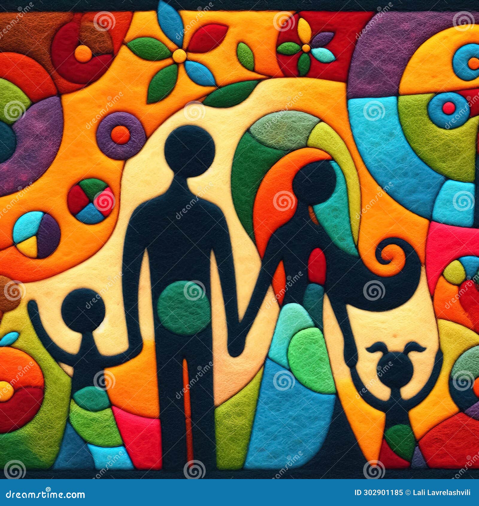 Felt Art Patchwork, Happy Family Concept, Generative AI Stock ...
