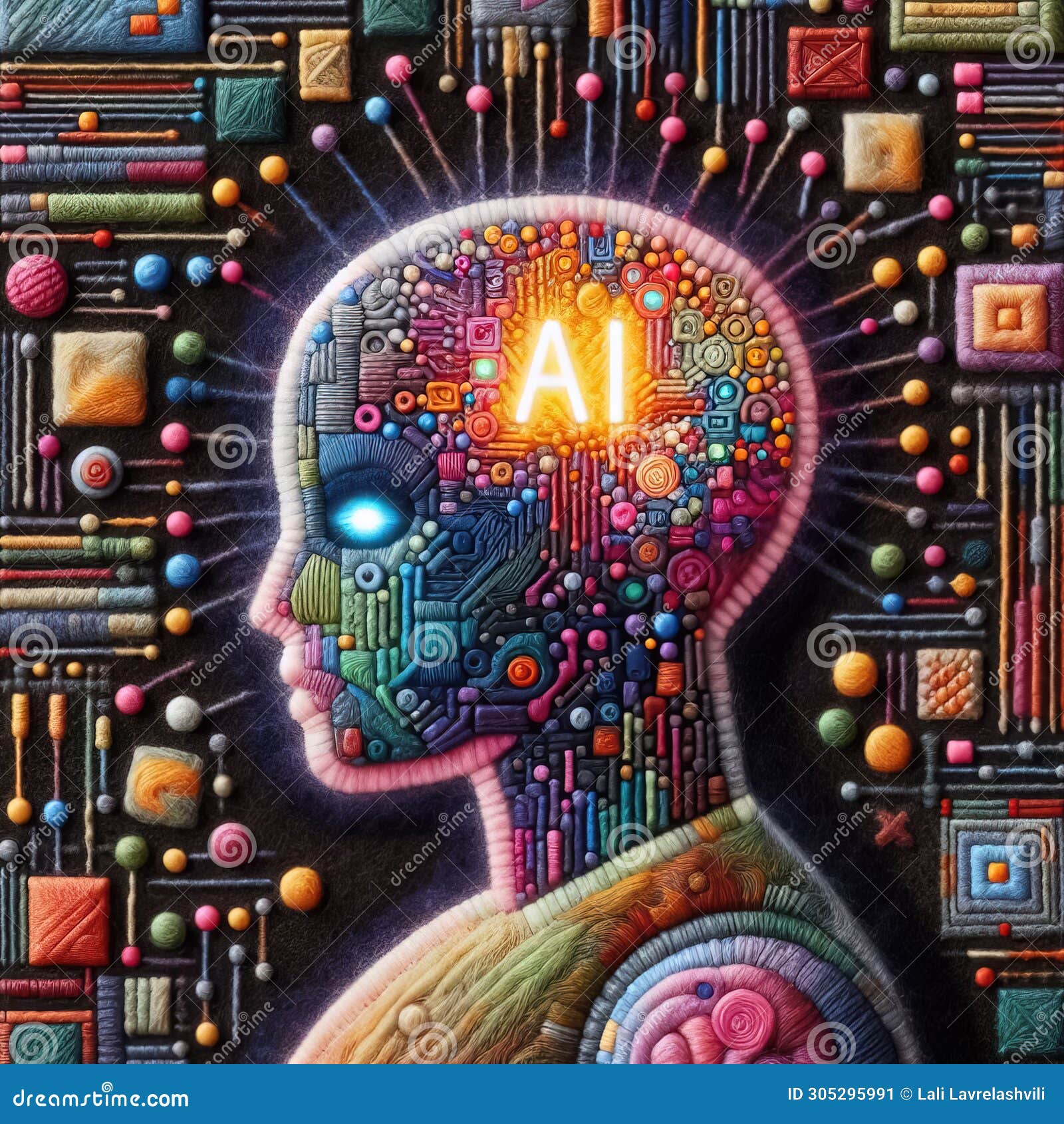 Felt Art Patchwork, a Humanoid Robot, Artificial Intelligence is ...