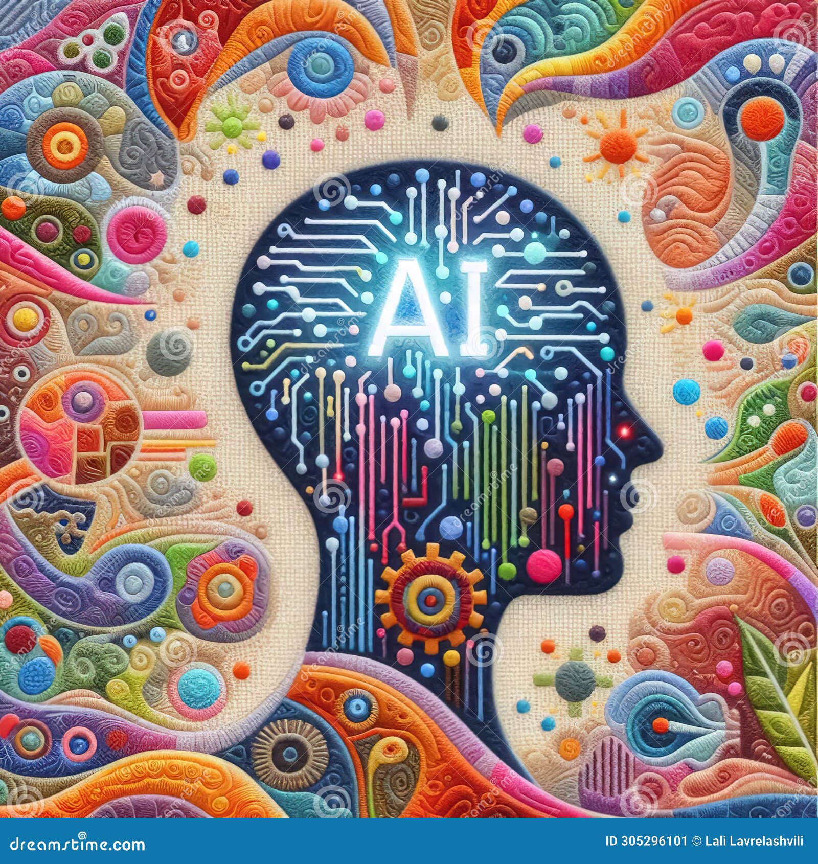 Felt Art Patchwork, a Humanoid Robot, Artificial Intelligence is ...