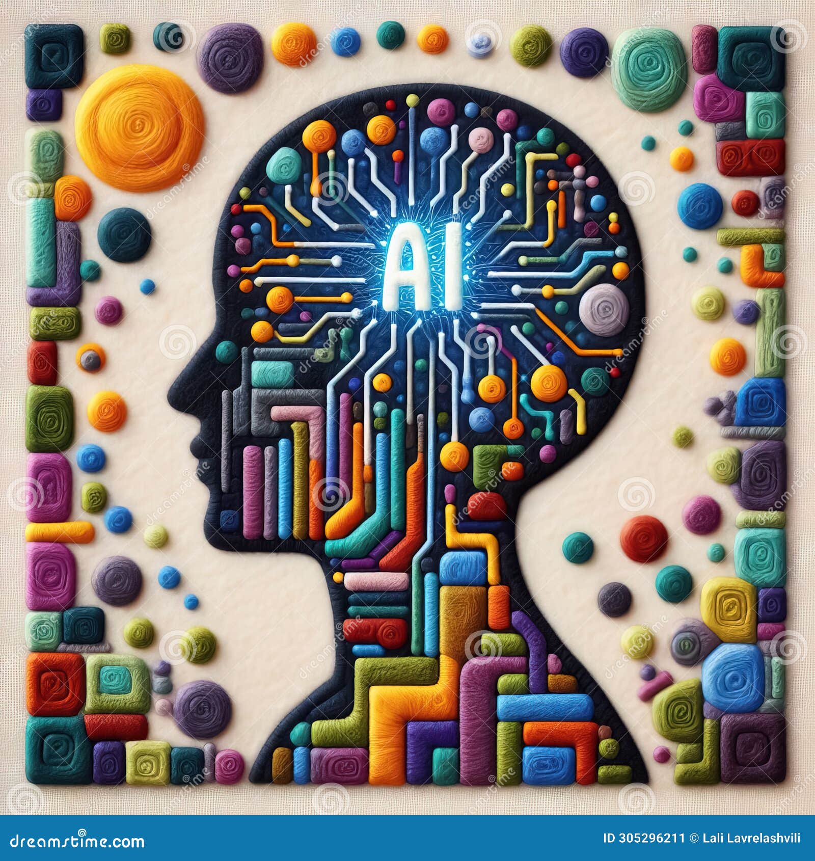 Felt Art Patchwork, a Humanoid Robot, Artificial Intelligence is ...