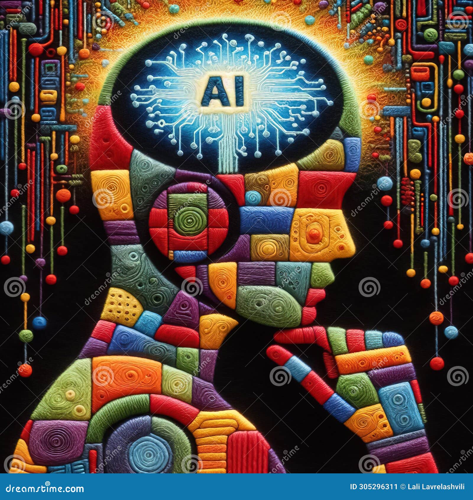 Felt Art Patchwork, a Humanoid Robot, Artificial Intelligence is ...