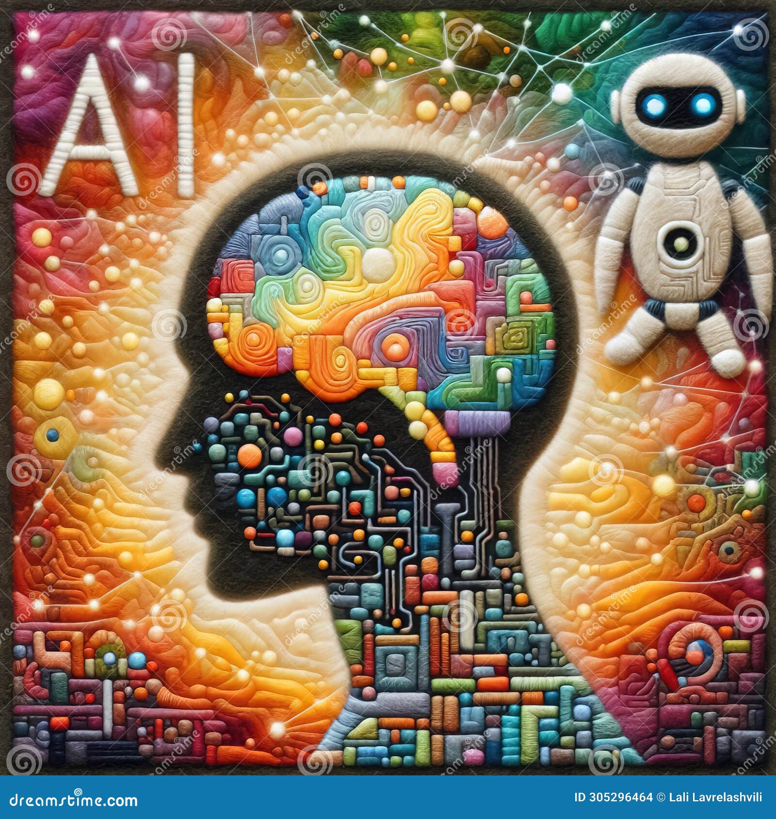 Felt Art Patchwork, a Humanoid Robot, Artificial Intelligence is ...