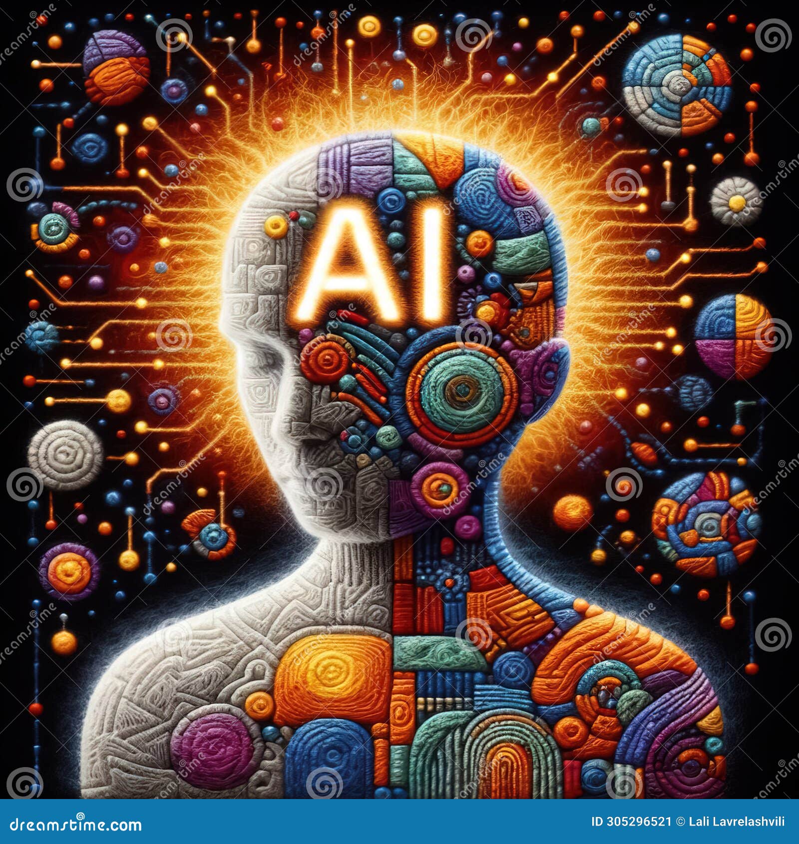 Felt Art Patchwork, a Humanoid Robot, Artificial Intelligence is ...