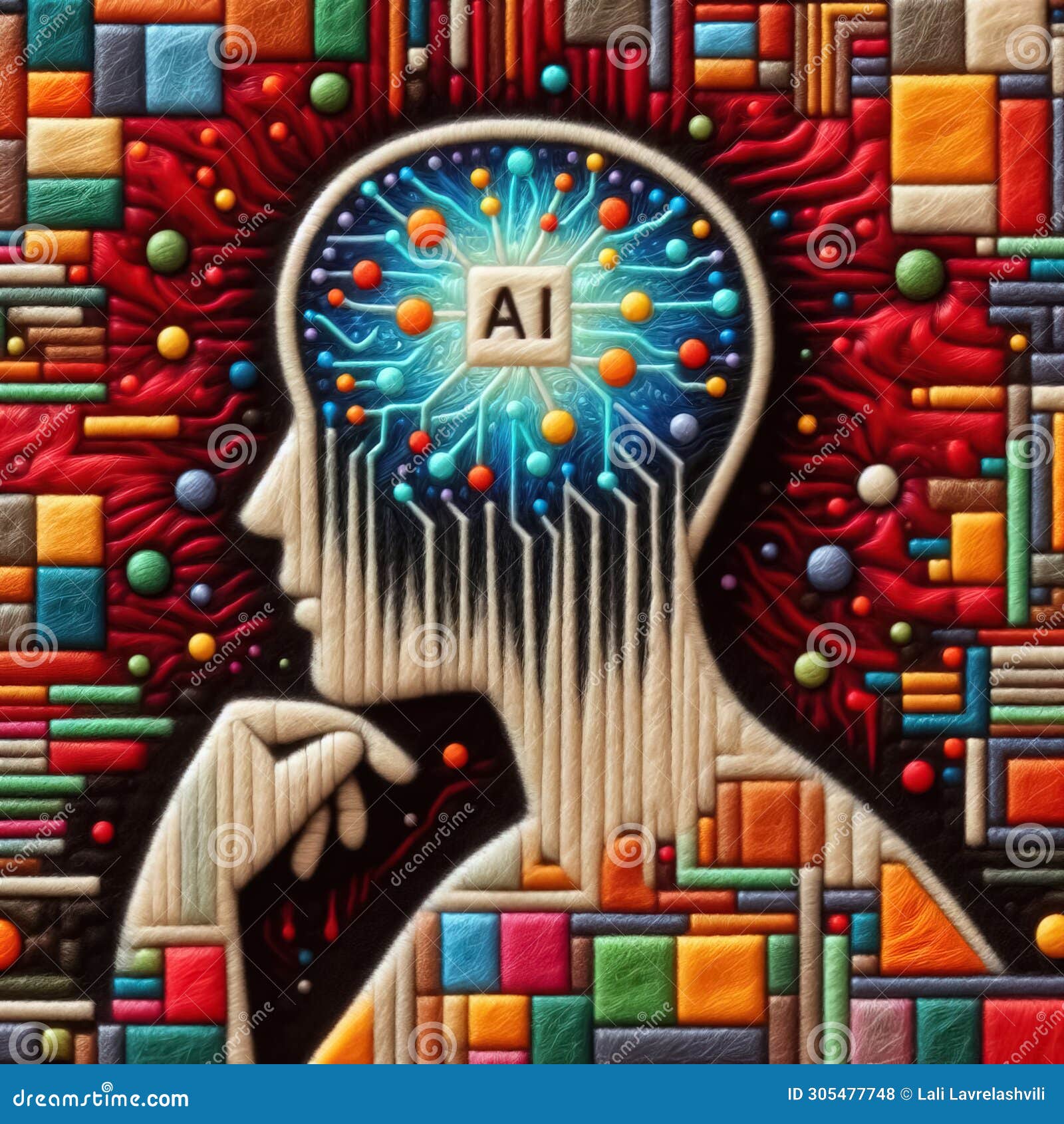 Felt Art Patchwork, a Humanoid Robot, Artificial Intelligence is ...