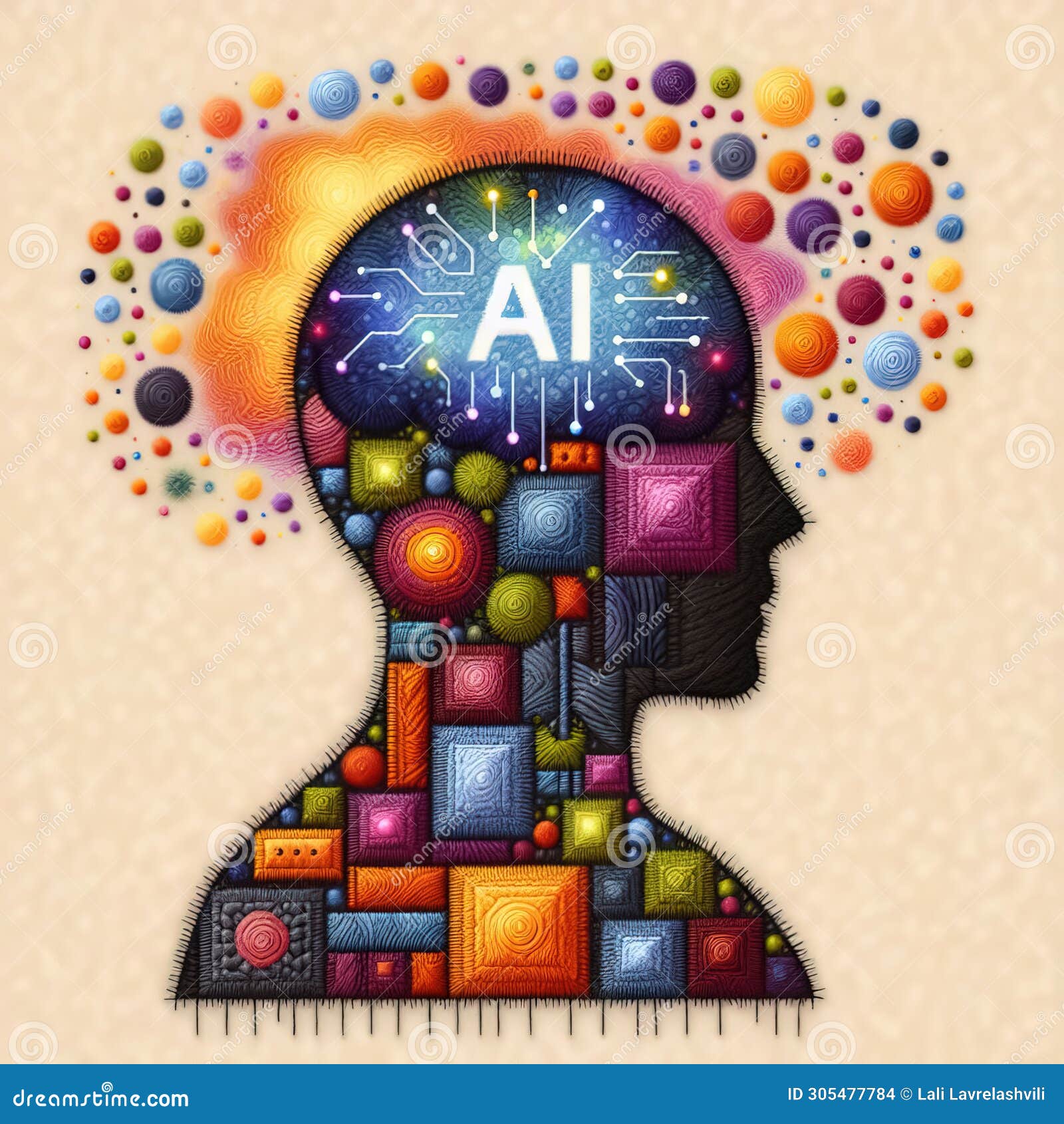 Felt Art Patchwork, a Humanoid Robot, Artificial Intelligence is ...