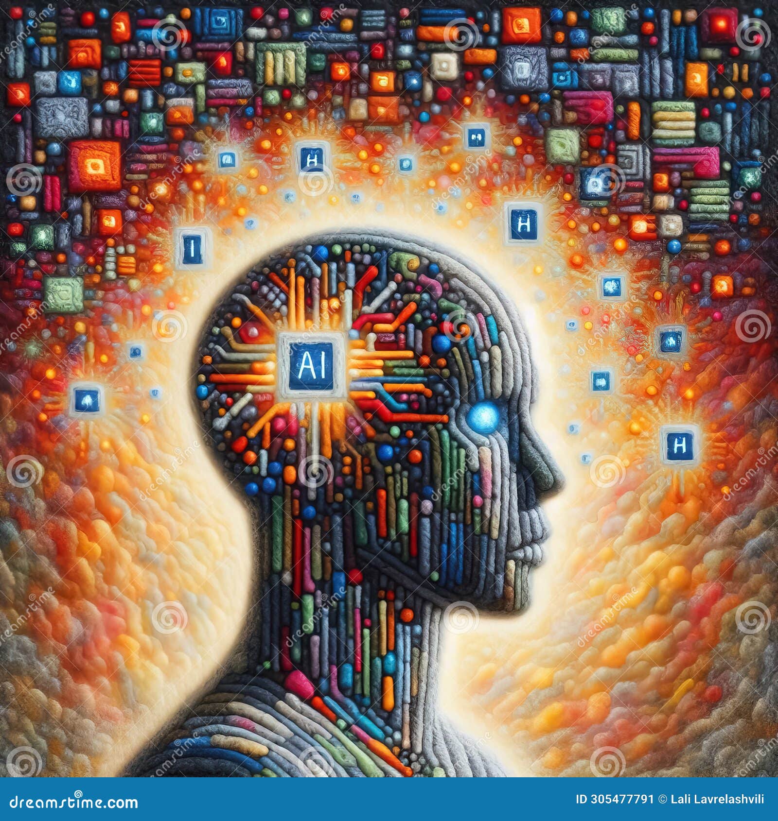 Felt Art Patchwork, a Humanoid Robot, Artificial Intelligence is ...