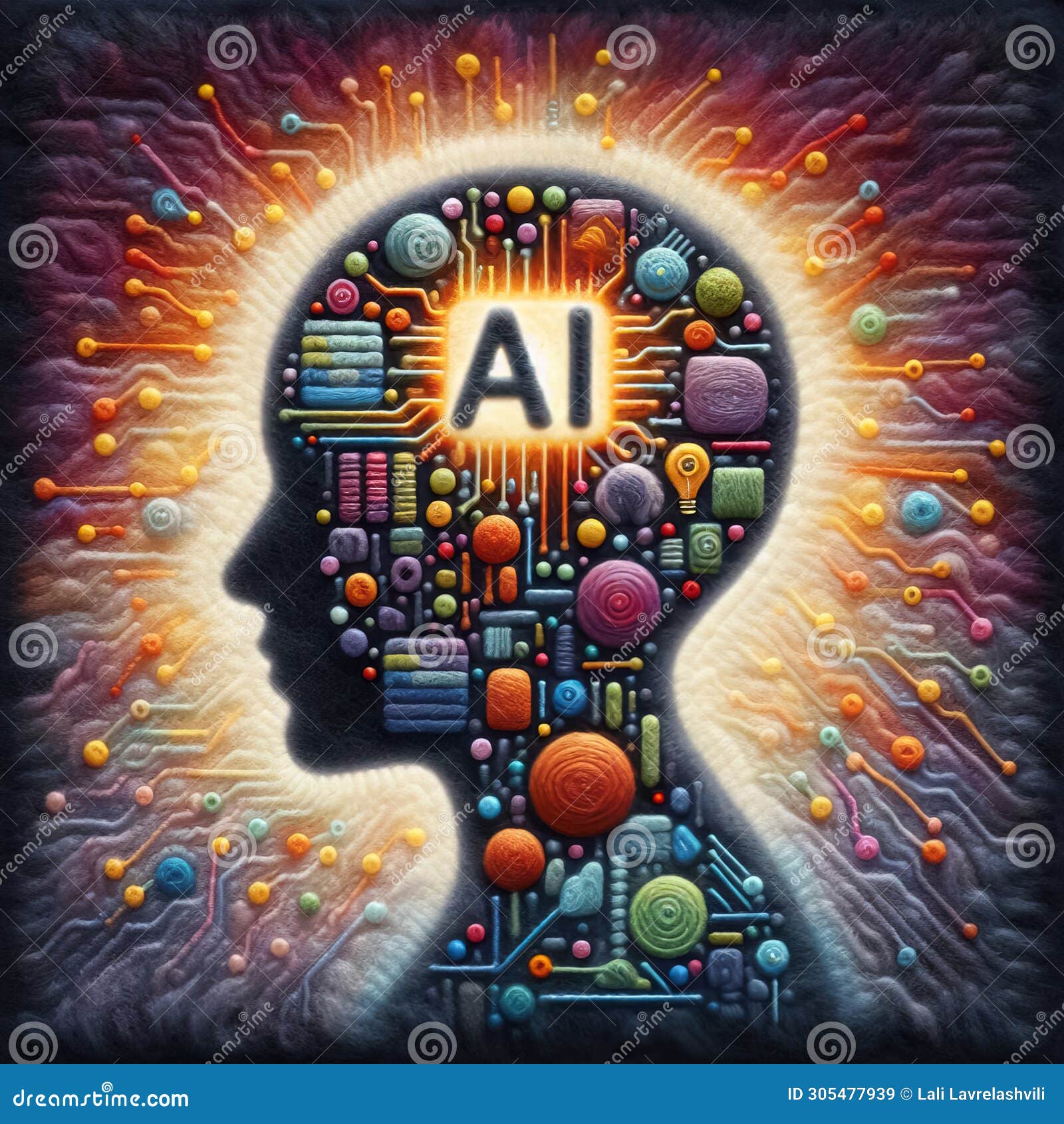 Felt Art Patchwork, a Humanoid Robot, Artificial Intelligence is ...