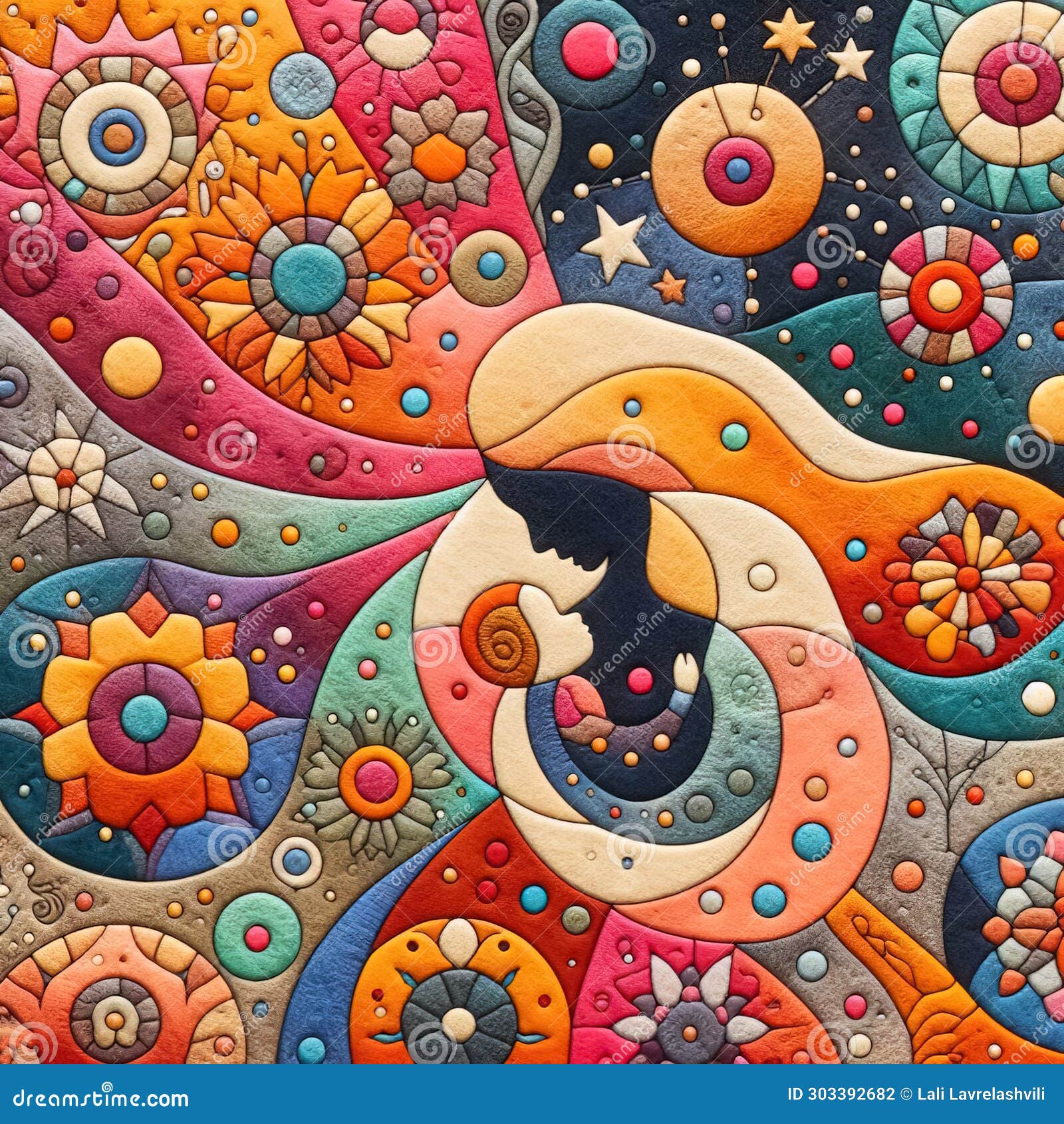 Felt Art Patchwork, Mother S Day Concept, Generative AI Stock ...