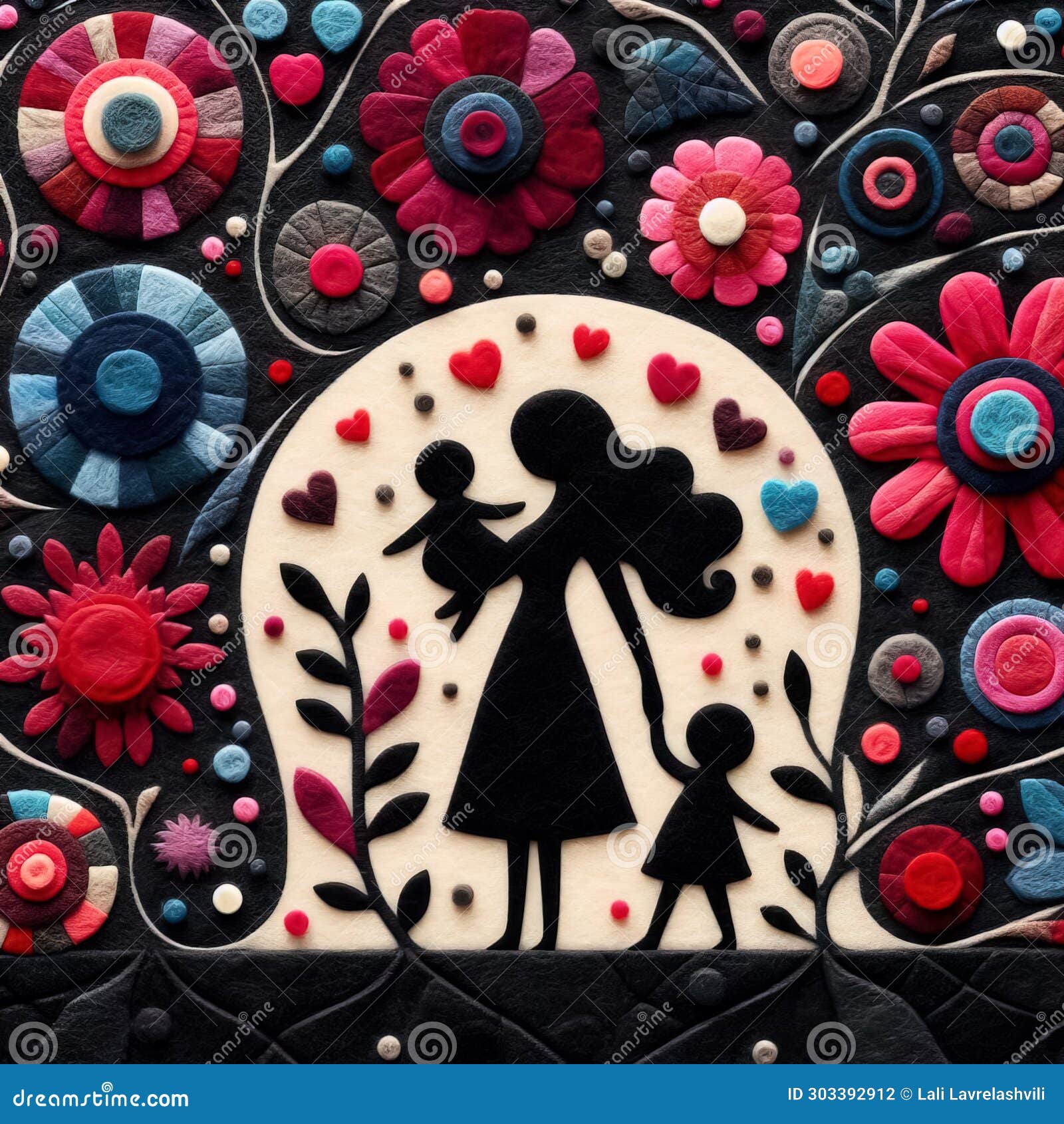 Felt Art Patchwork, Mother S Day Concept, Generative AI Stock ...