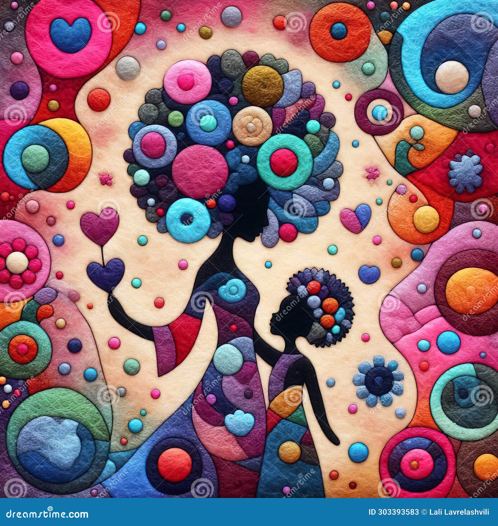 Felt Art Patchwork, Mother S Day Concept, Generative AI Stock ...