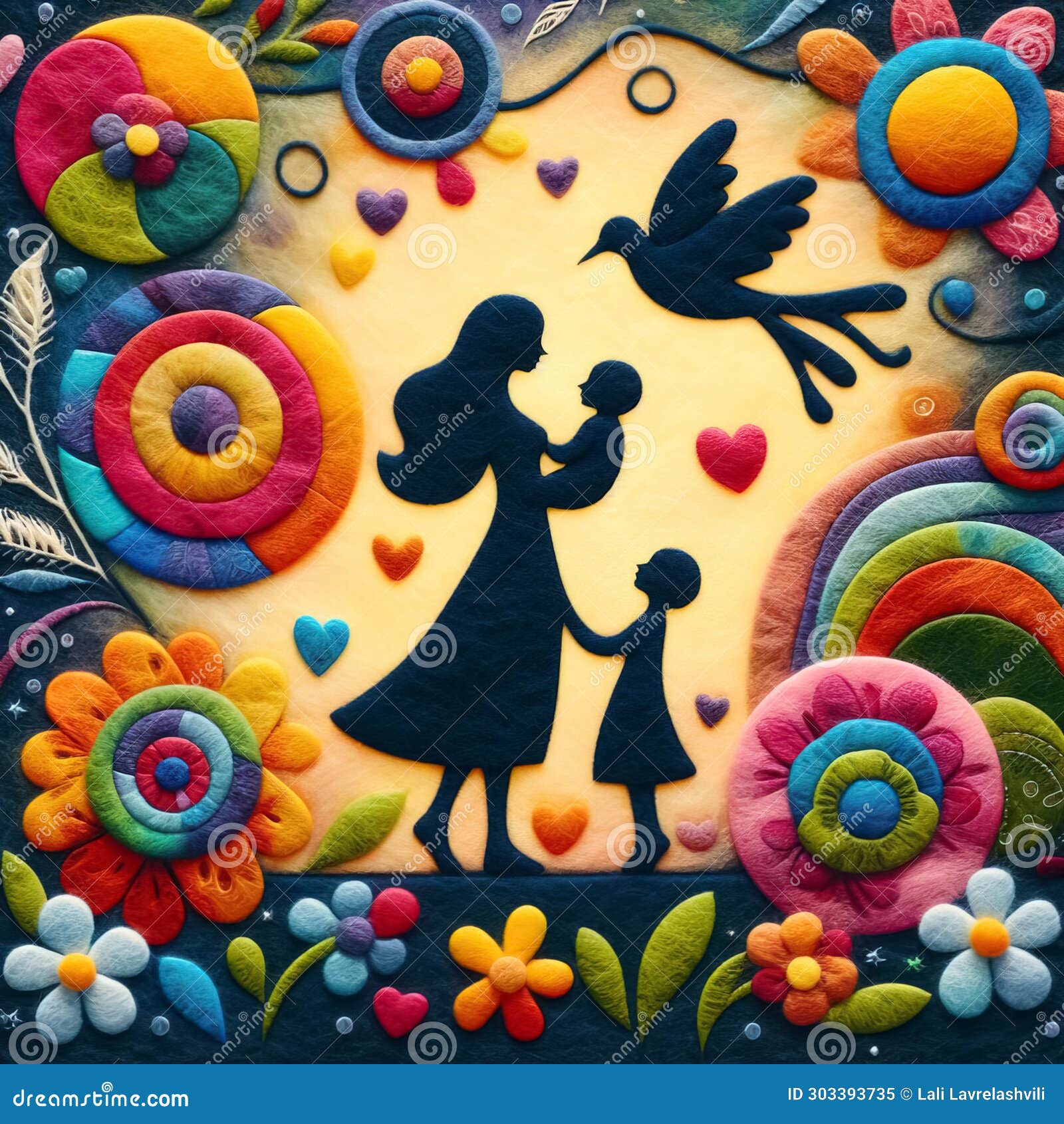 Felt Art Patchwork, Mother S Day Concept, Generative AI Stock Image ...