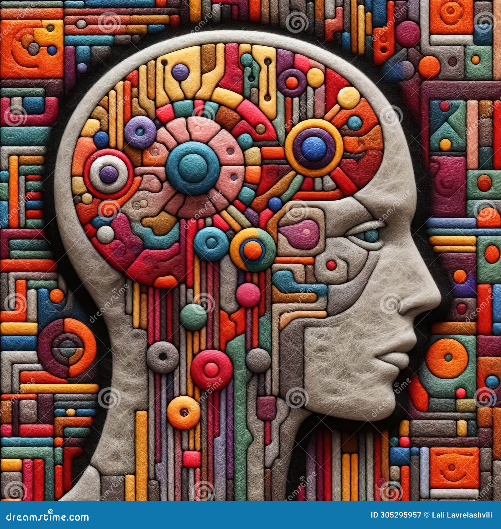 Felt Art Patchwork, Realistic Artificial Intelligence. Computer Mind ...