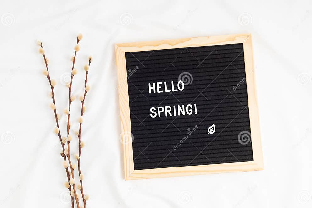 Felt Letter Board with Hello Spring Message. Springtime Welcome Concept ...