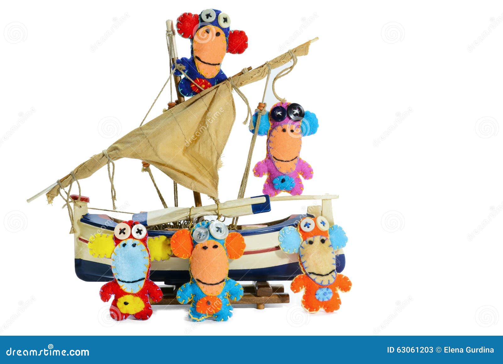 Felt monkeys on the Ship stock image. Image of model - 63061203
