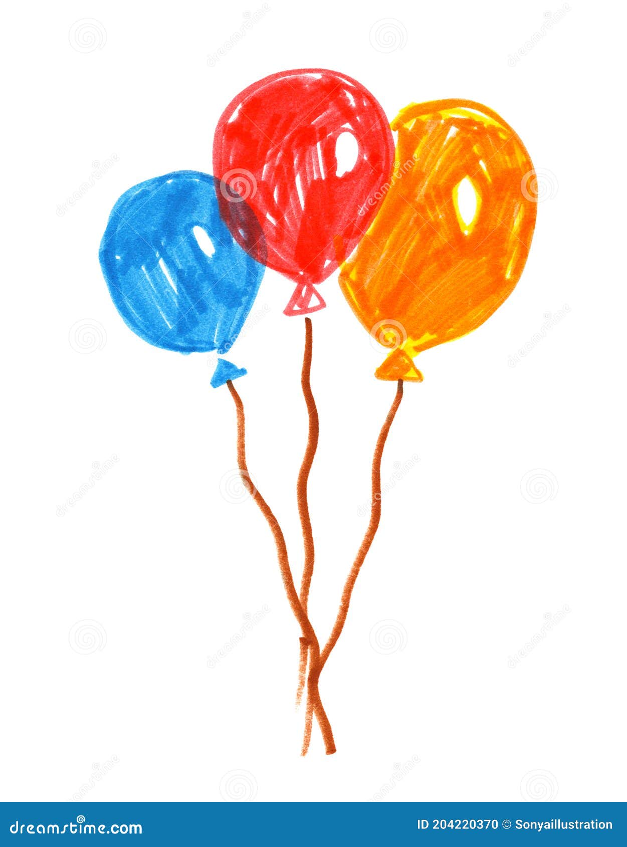 Felt Pen Drawing of Balloons Stock Illustration - Illustration of ...
