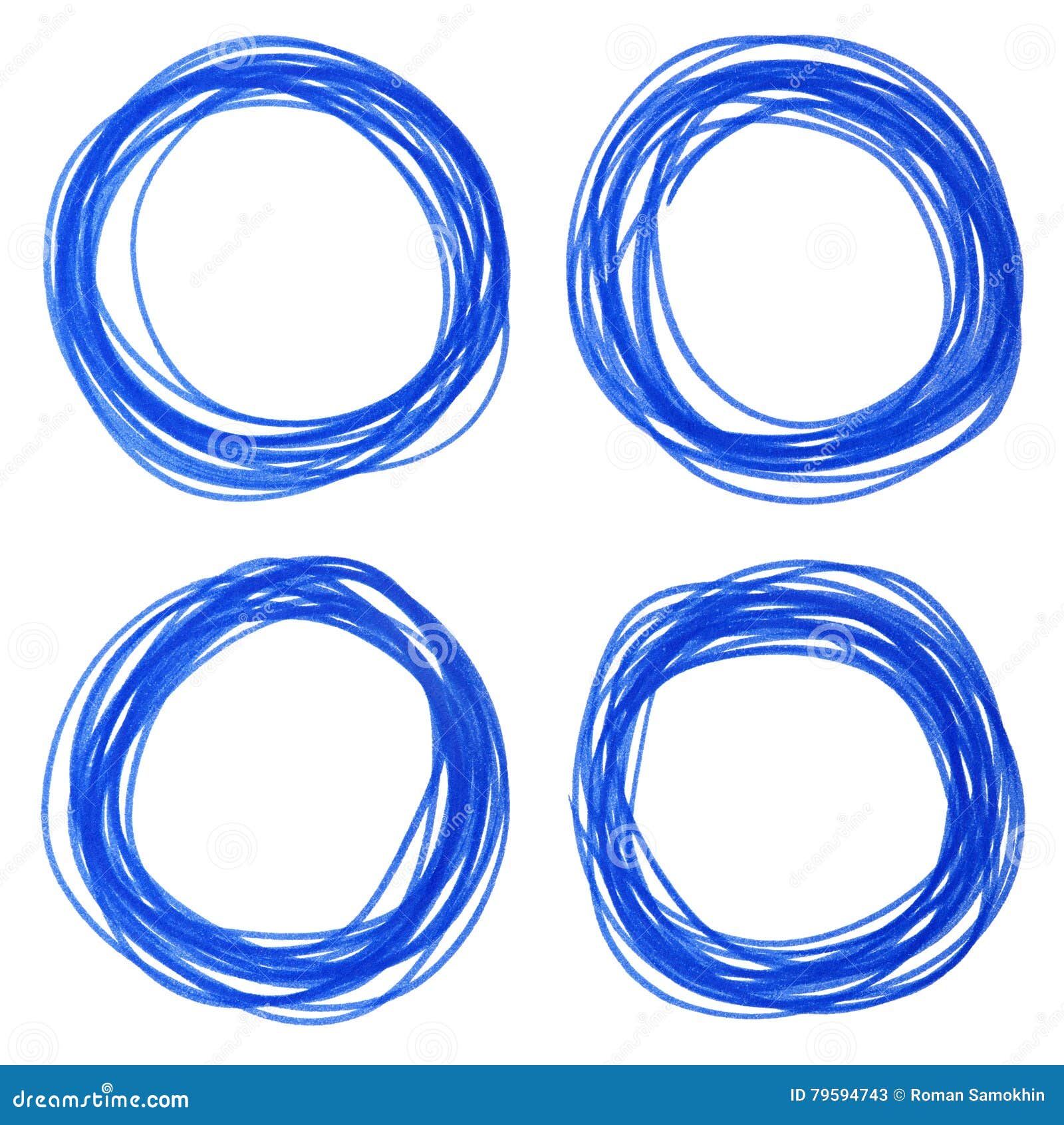 Felt Pen Hand Drawn Blue Circle Stock Illustration - Illustration of ...