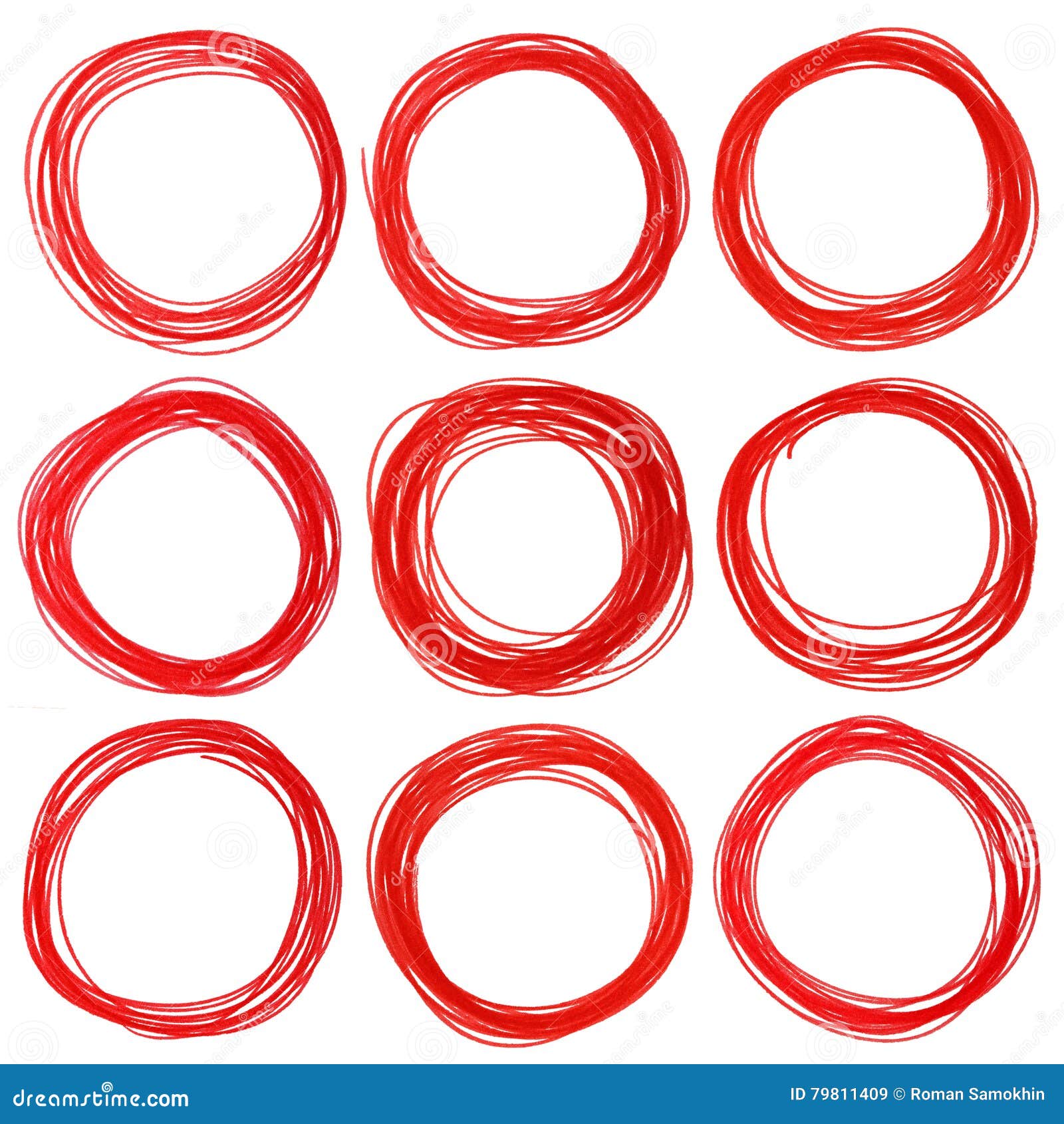 Felt Pen Hand Drawn Red Circle Stock Illustration - Illustration of ...