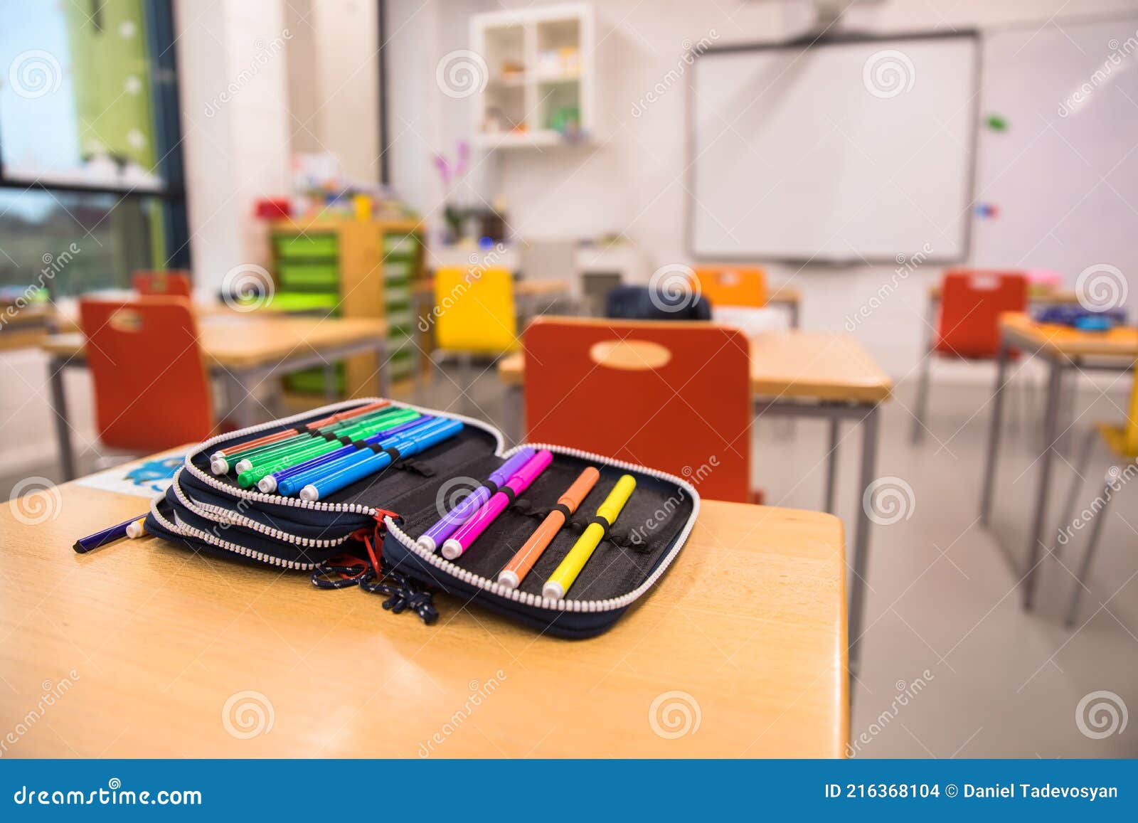 Felt Pens on the Classroom Table Stock Photo - Image of class, blank ...