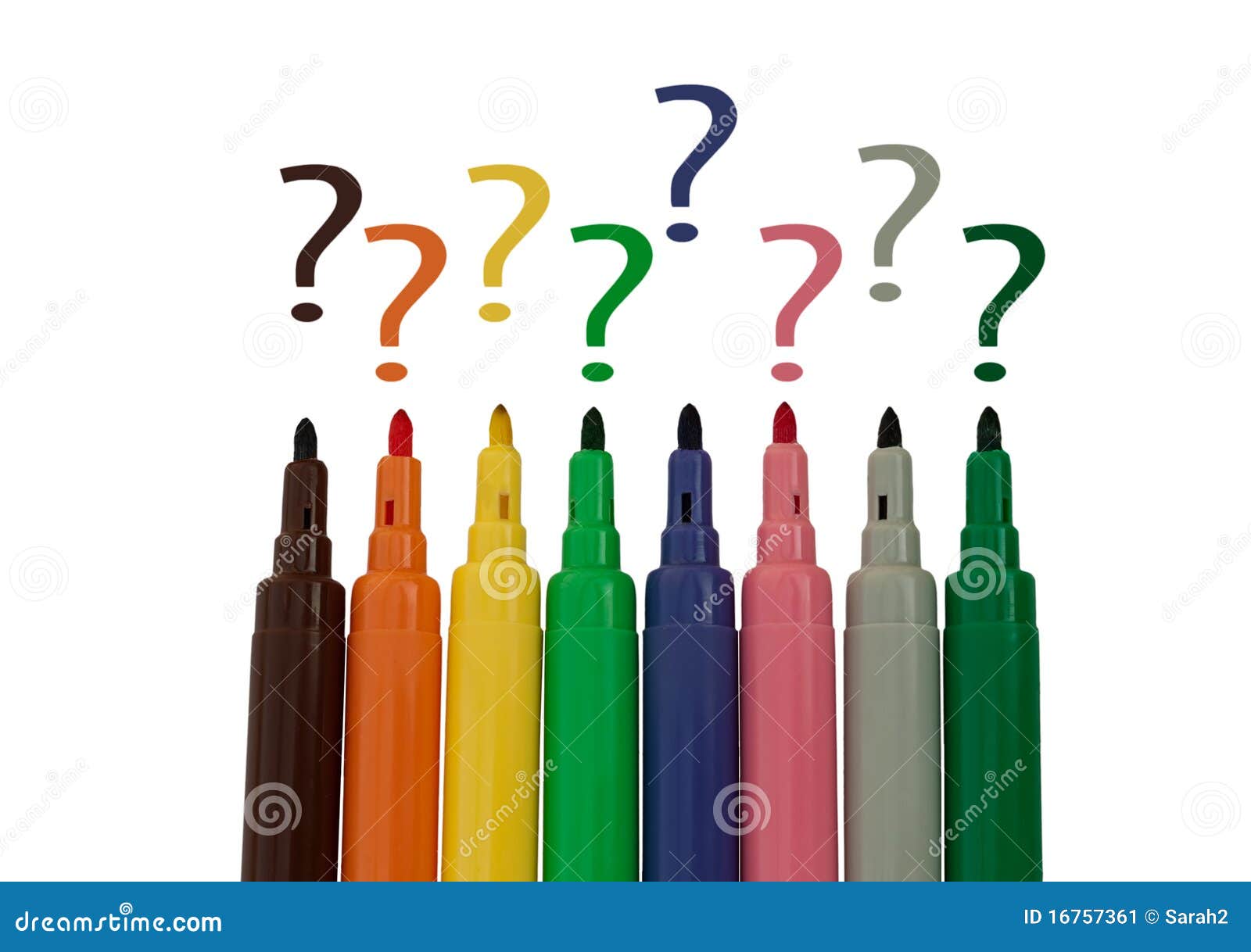 Felt Pens and Question Marks - Isolated Stock Image - Image of green ...