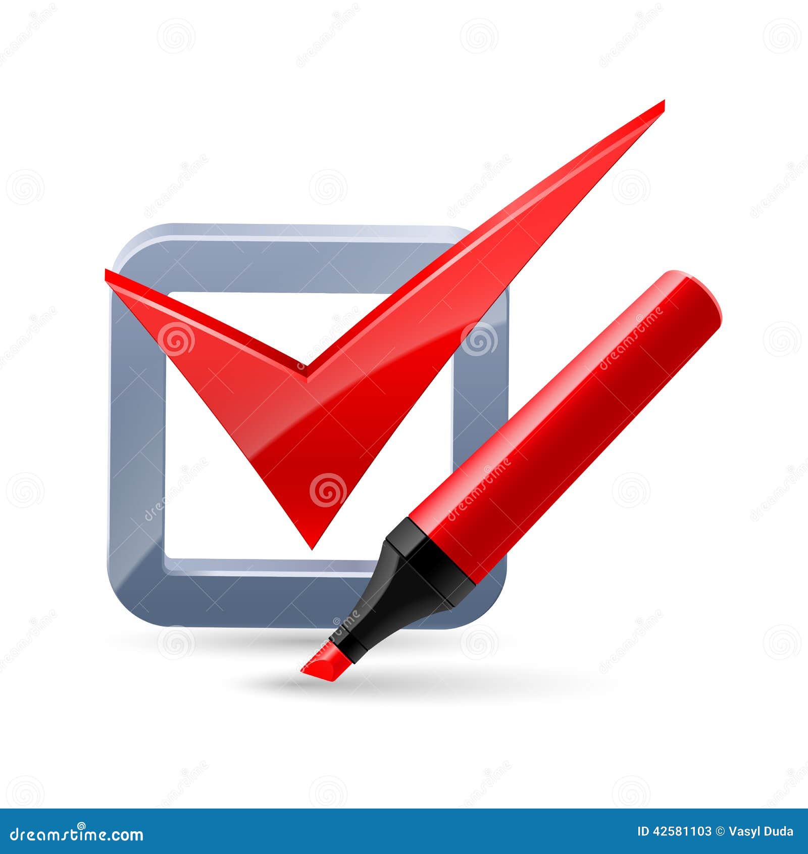 Felt-tip Pen and Tick Mark Icon Stock Vector - Illustration of ...