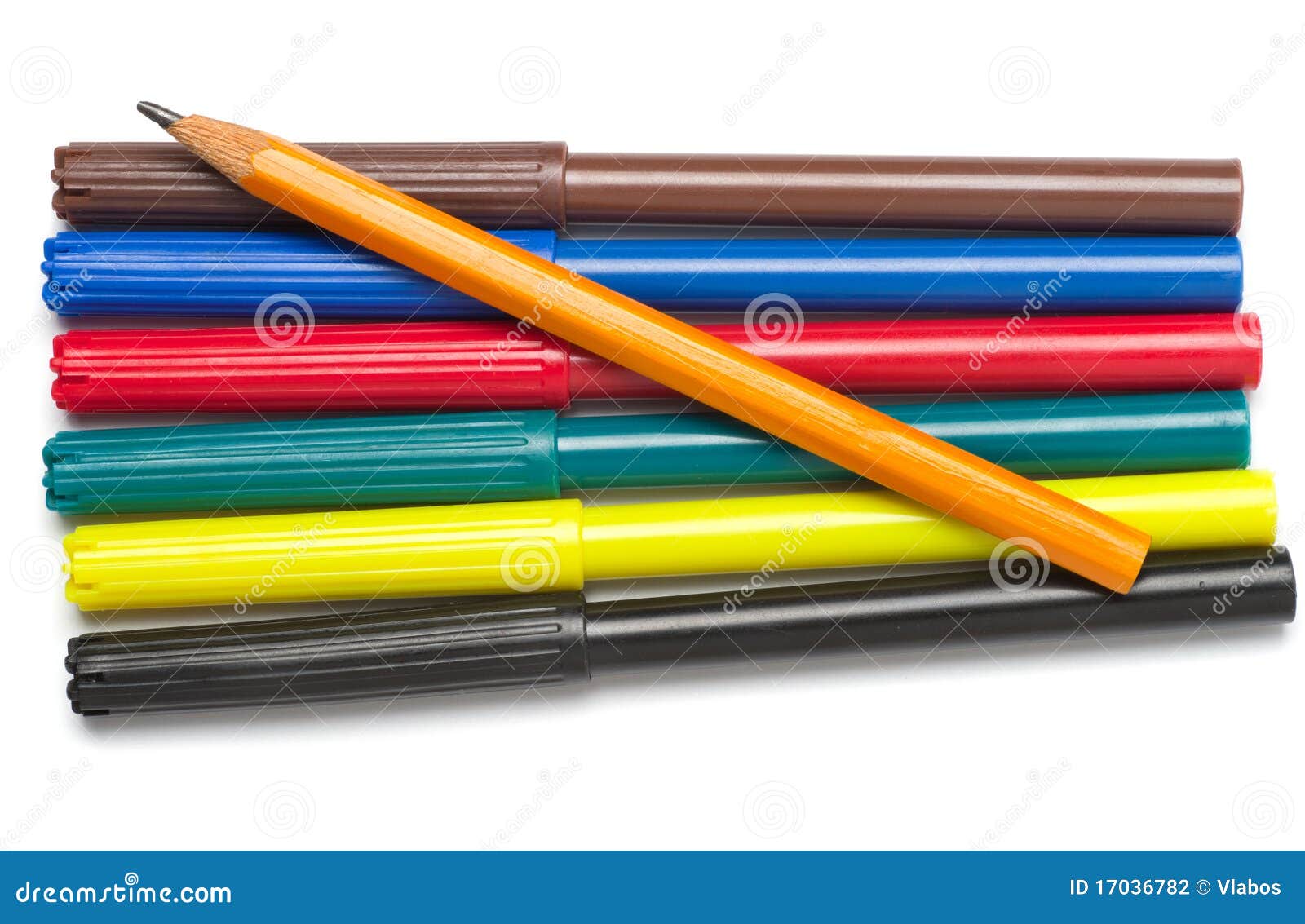 Felt-tip pens and pencil stock photo. Image of soft, highlighter - 17036782