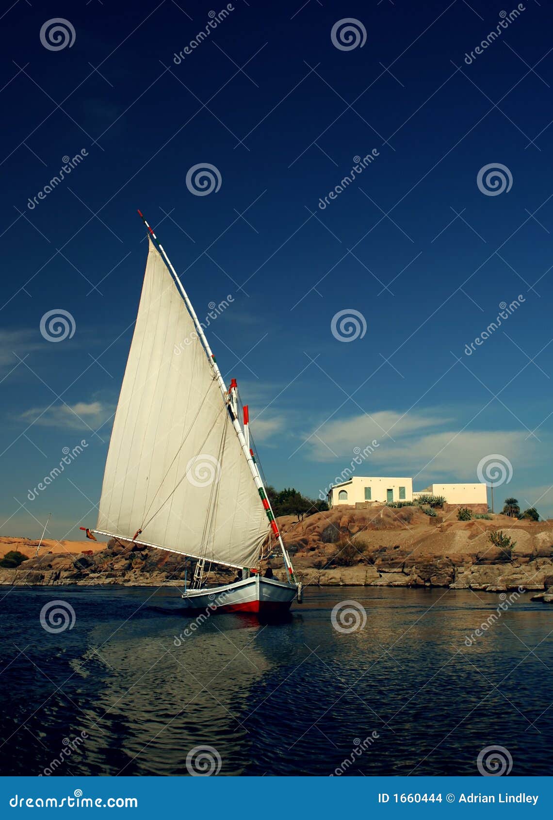 Traditional Felucca On The River Nile At Aswan, Egypt. Stock Photo ...