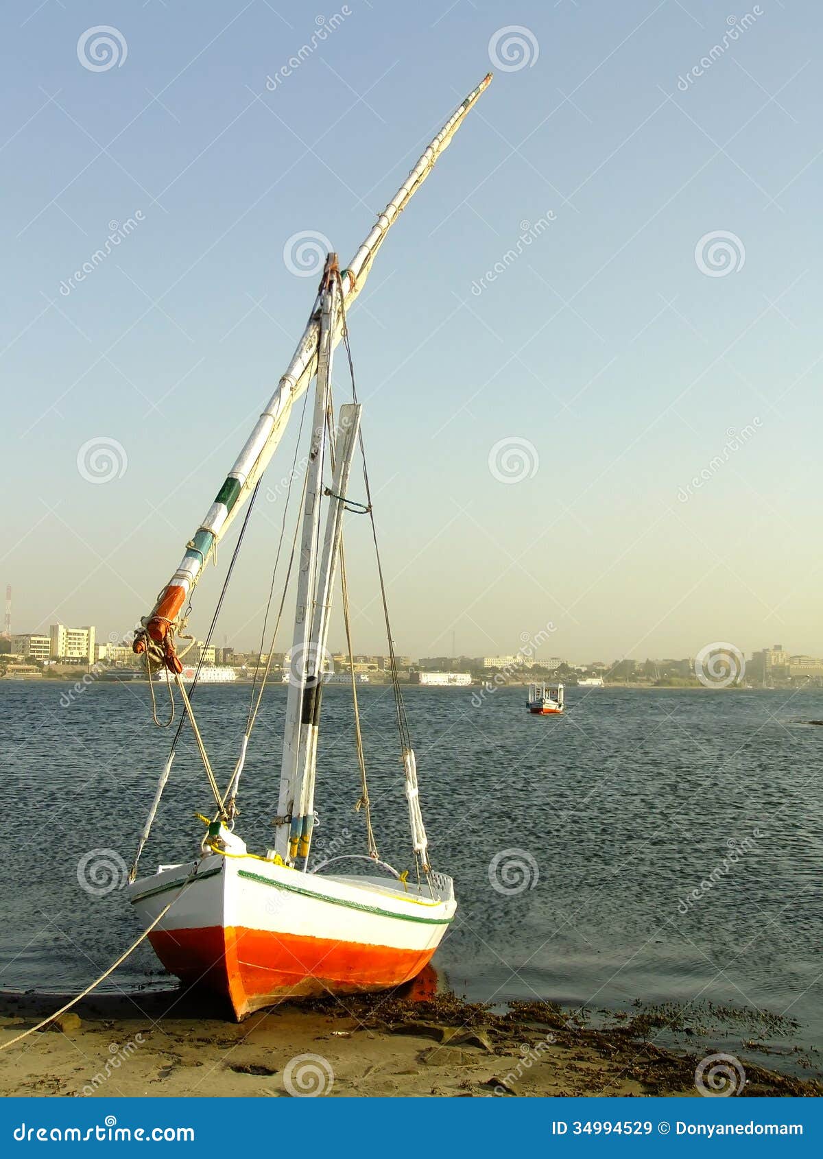 Felucca Boat on the Nile River Bank Stock Image - Image of sailboat ...