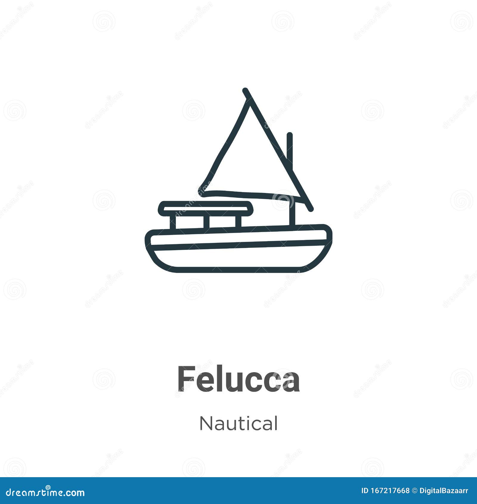 Felucca Outline Vector Icon. Thin Line Black Felucca Icon, Flat Vector ...