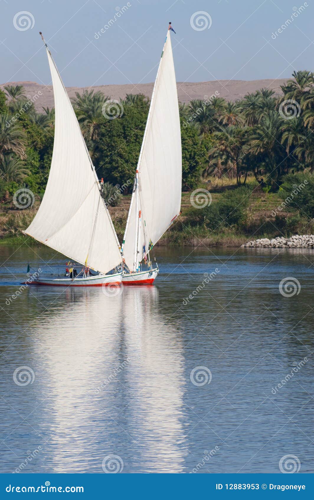 Feluccas on Nile river stock image. Image of country - 12883953