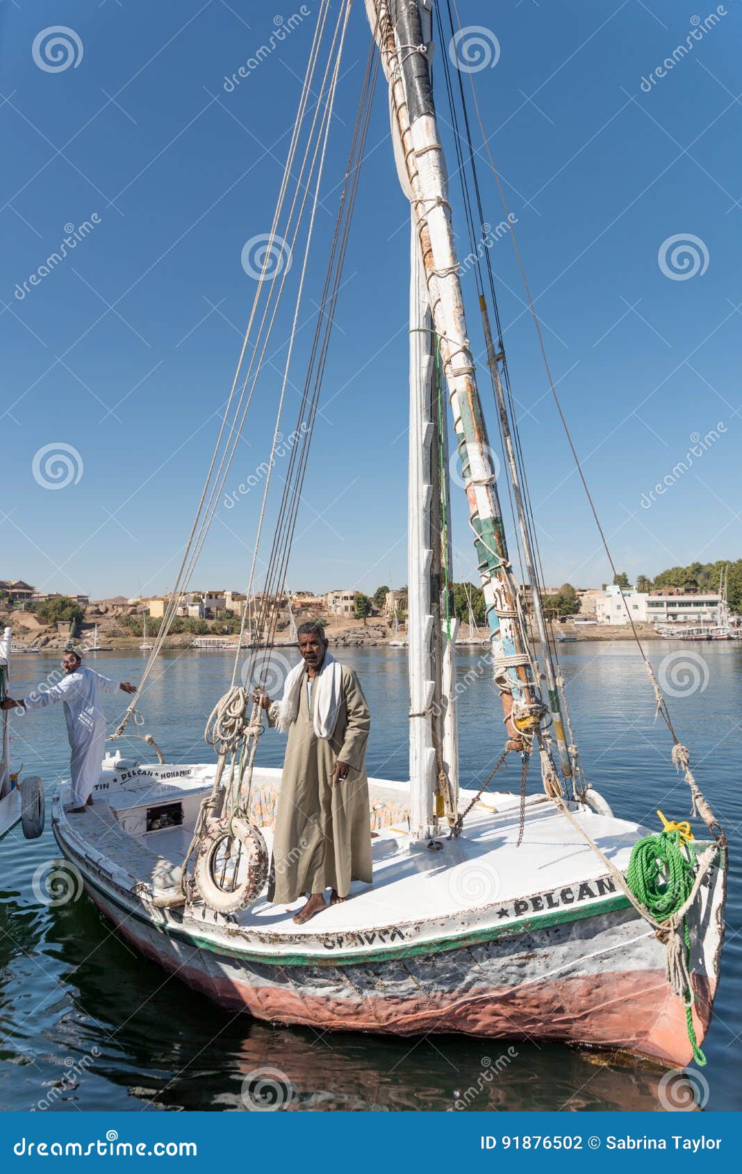 Feluccas Sailboat With Captain On The Nile In Aswan Egypt Editorial ...