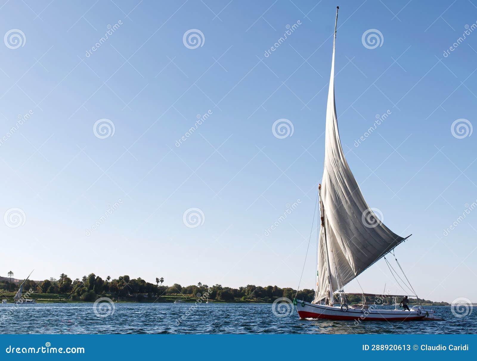 Feluka Sailing on Nile River. Egypt Stock Image - Image of sailboat ...