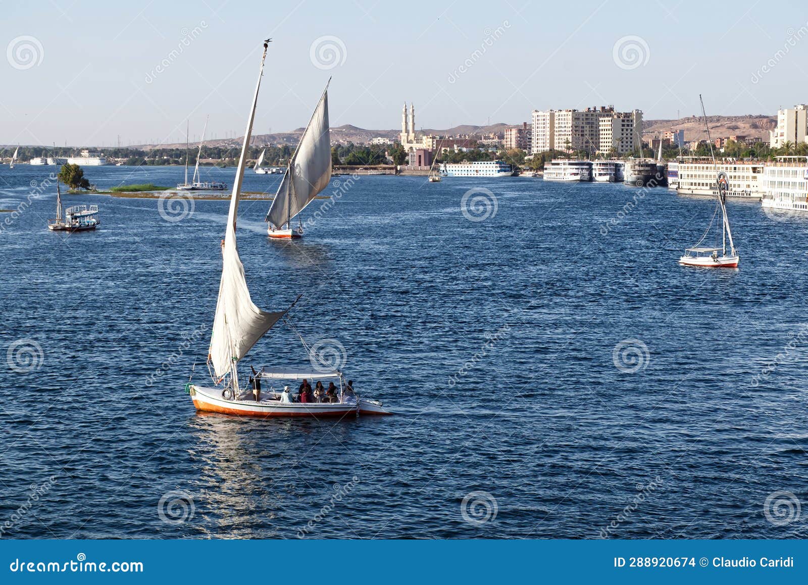 Feluka Sailing on Nile River. Egypt Stock Photo - Image of feluka ...