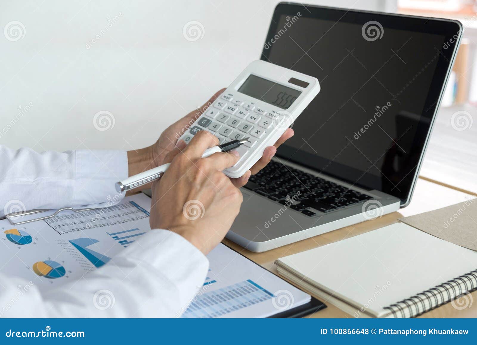 Female Accountant Calculations and Analyzing Financial Graph Dat Stock ...