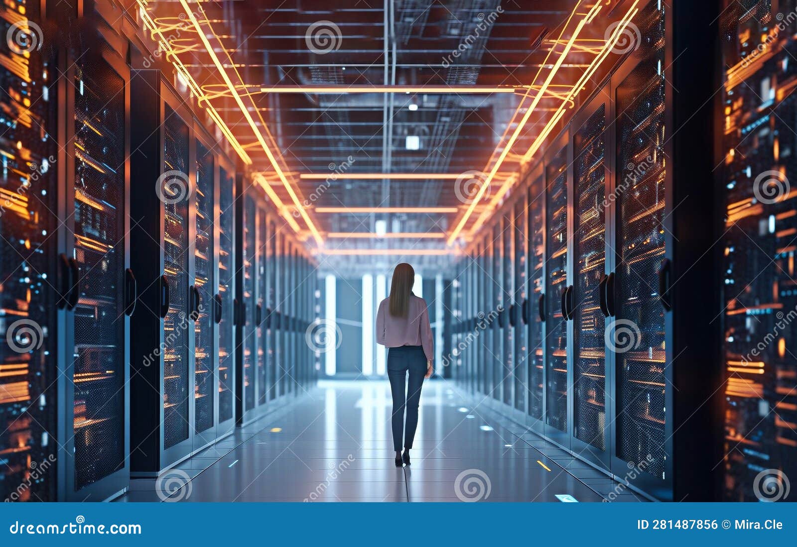 Female Administator at Big Data Center, Created with Generative AI ...