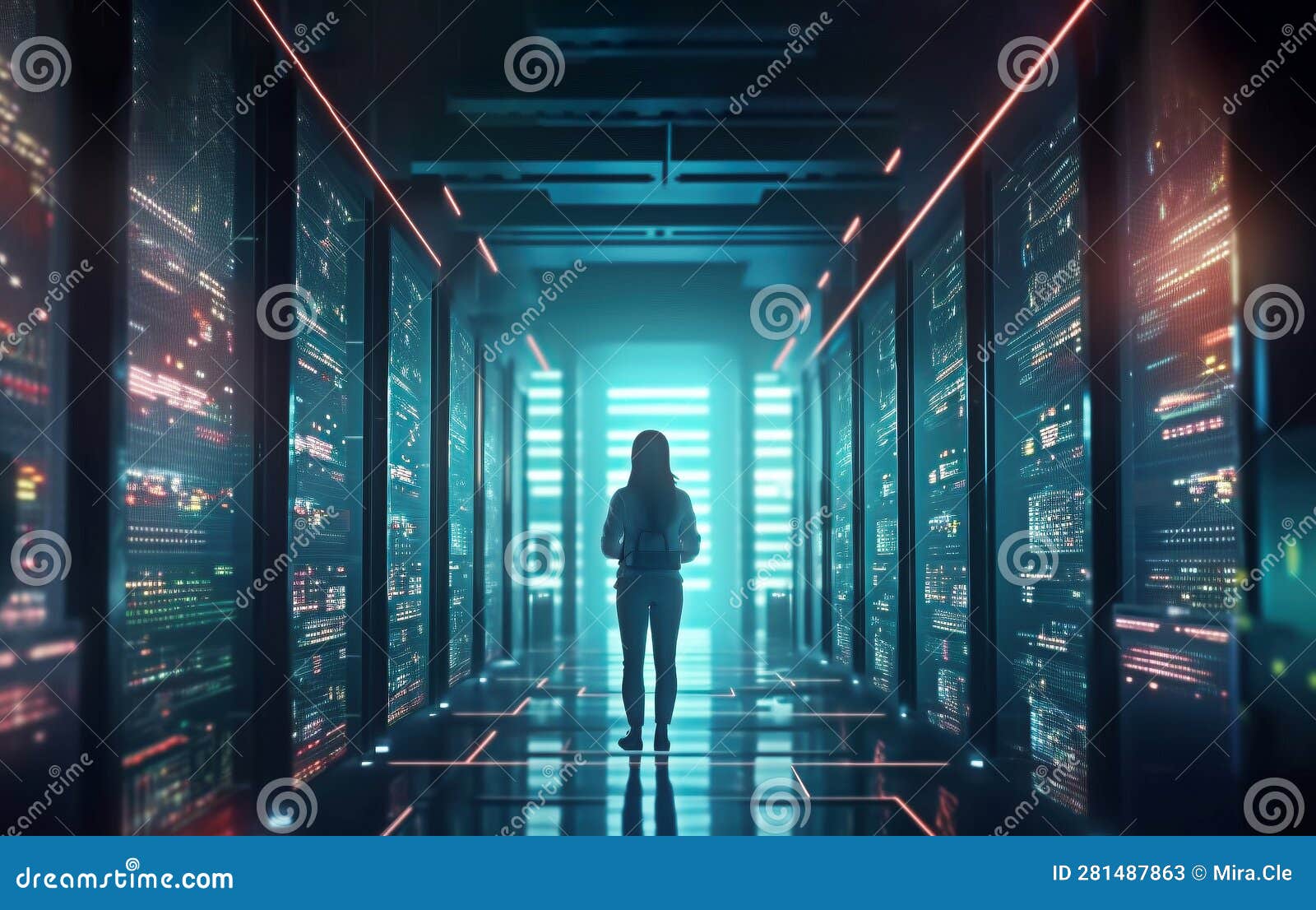 Female Administator at Big Data Center, Created with Generative AI ...