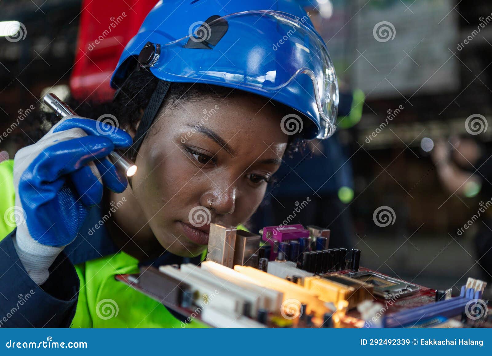 Female African American Professional Technician Checking Computer ...
