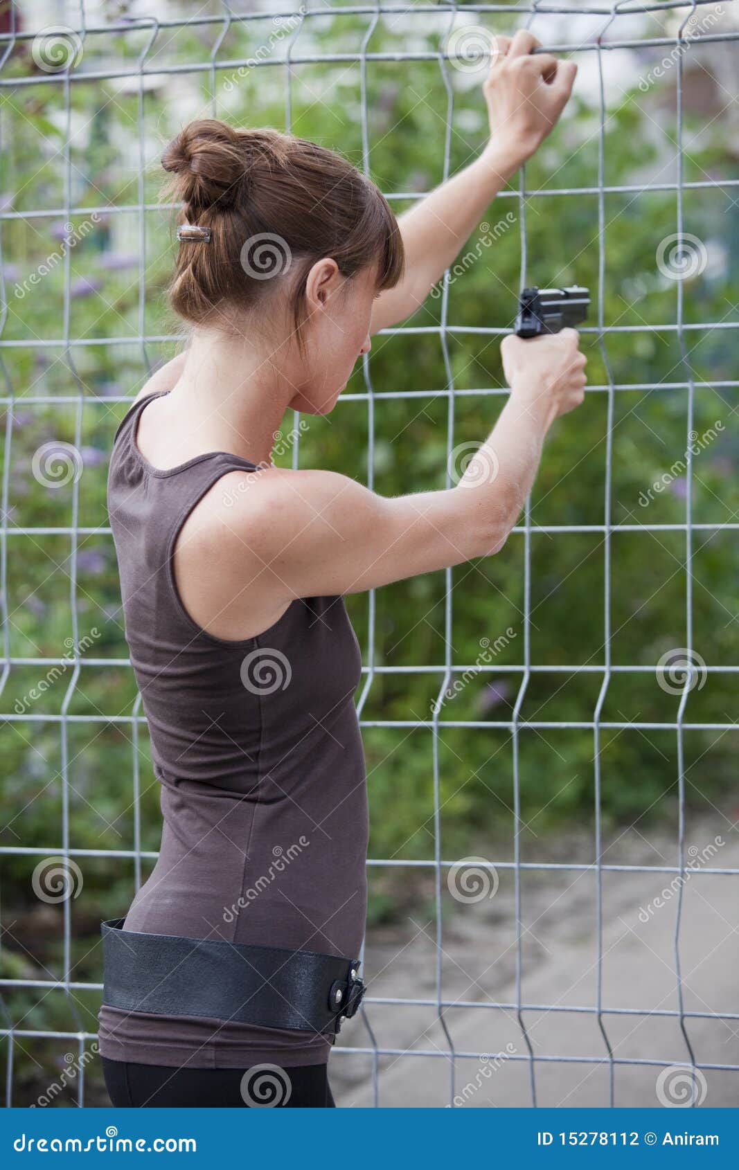 Female agent shooting stock photo. Image of hiding, outdoor - 15278112