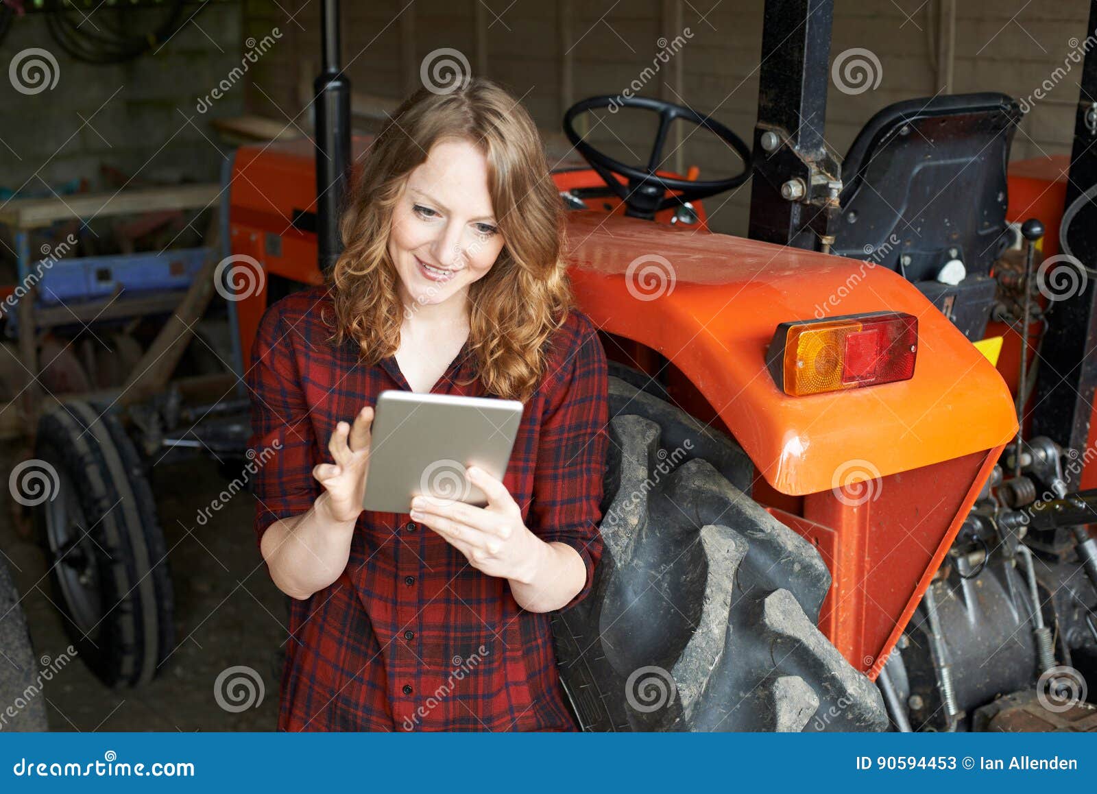 Female Agricultural Worker on Farm Using Digital Tablet Stock Image ...