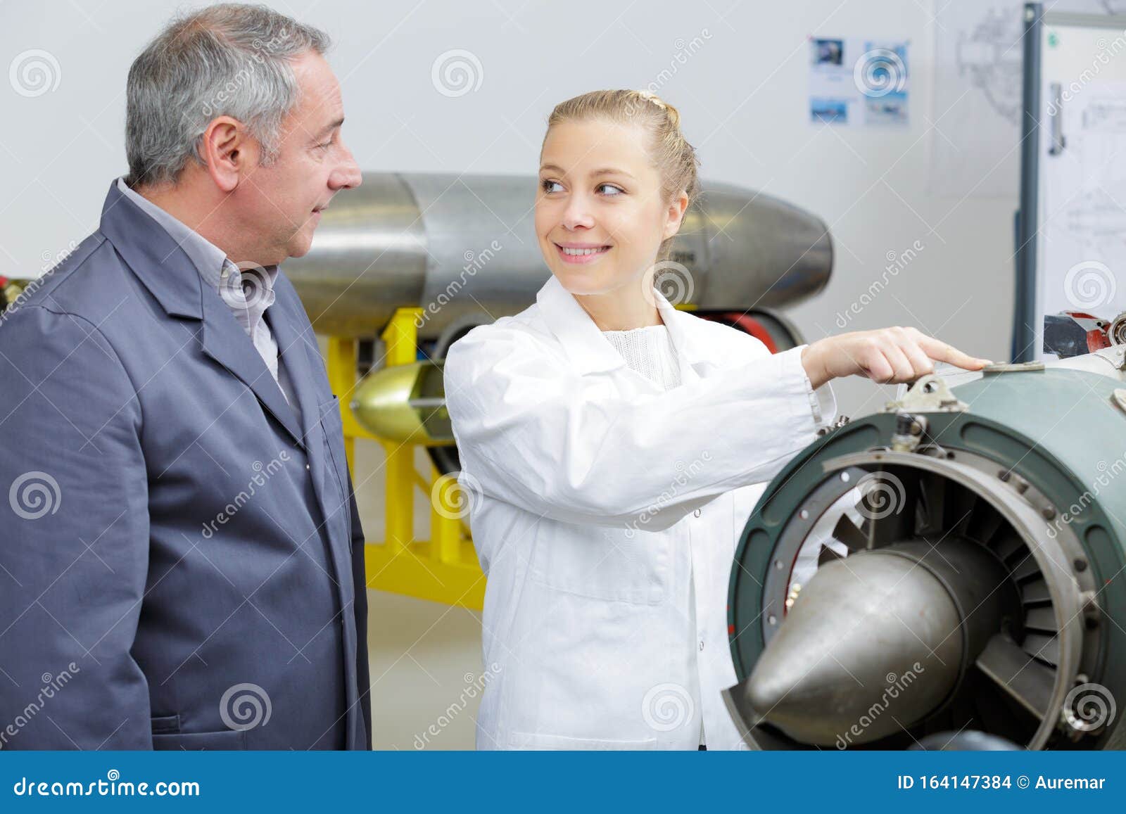 Female Aircraft Maintenance Engineer Talking To Supervisor Stock Photo ...