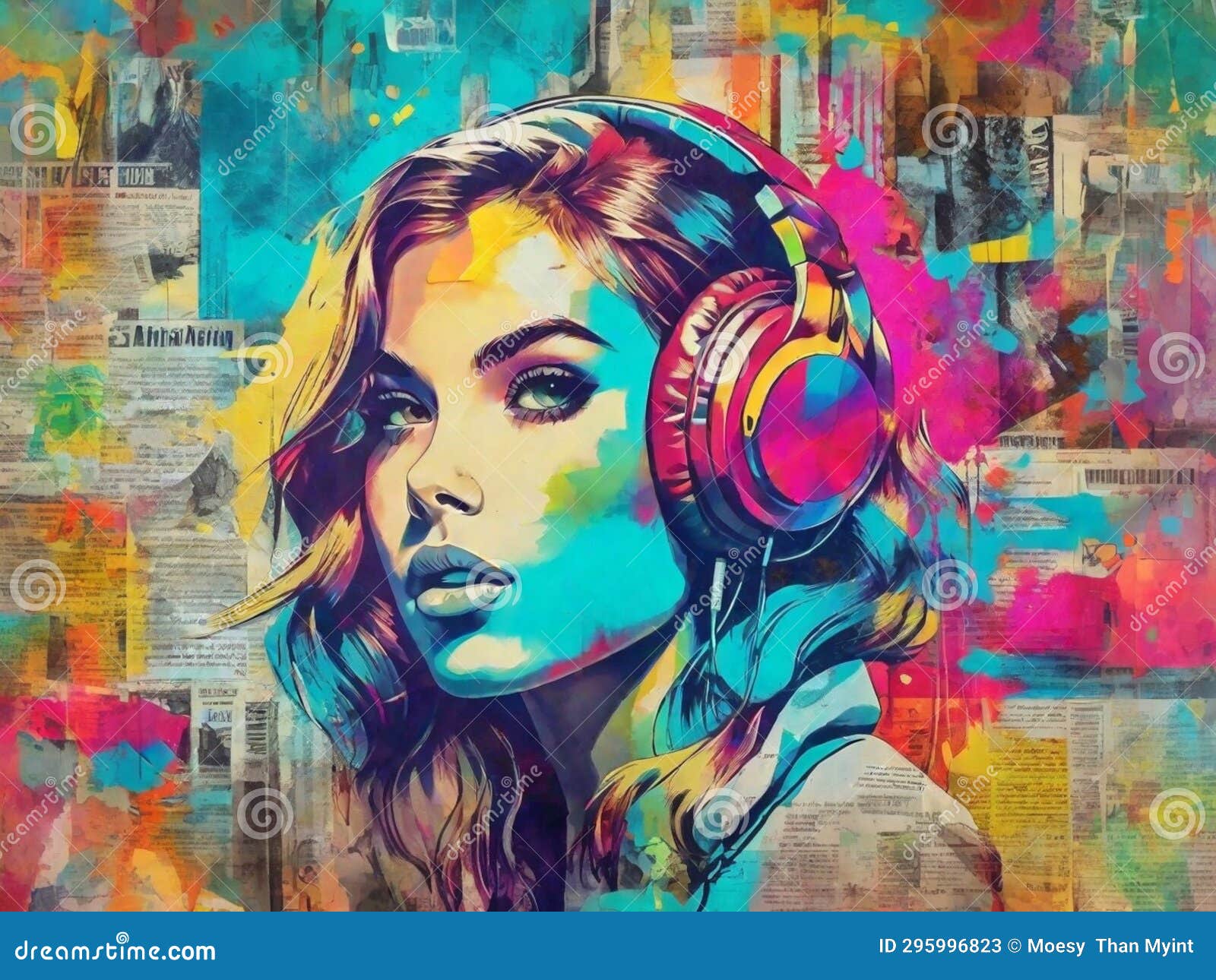 Female album cover art stock illustration. Illustration of face - 295996823