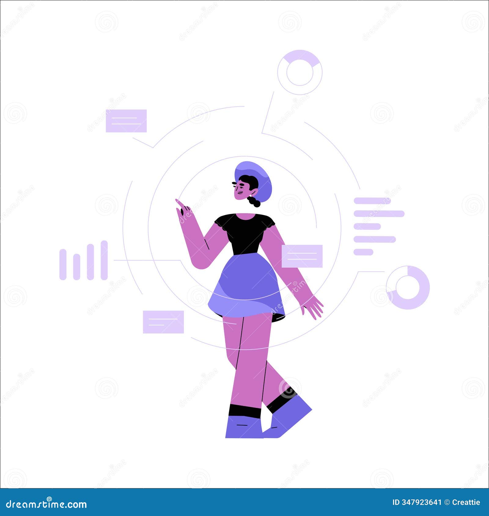 Female Analyst Presenting Data Insights with Infographics in Flat ...