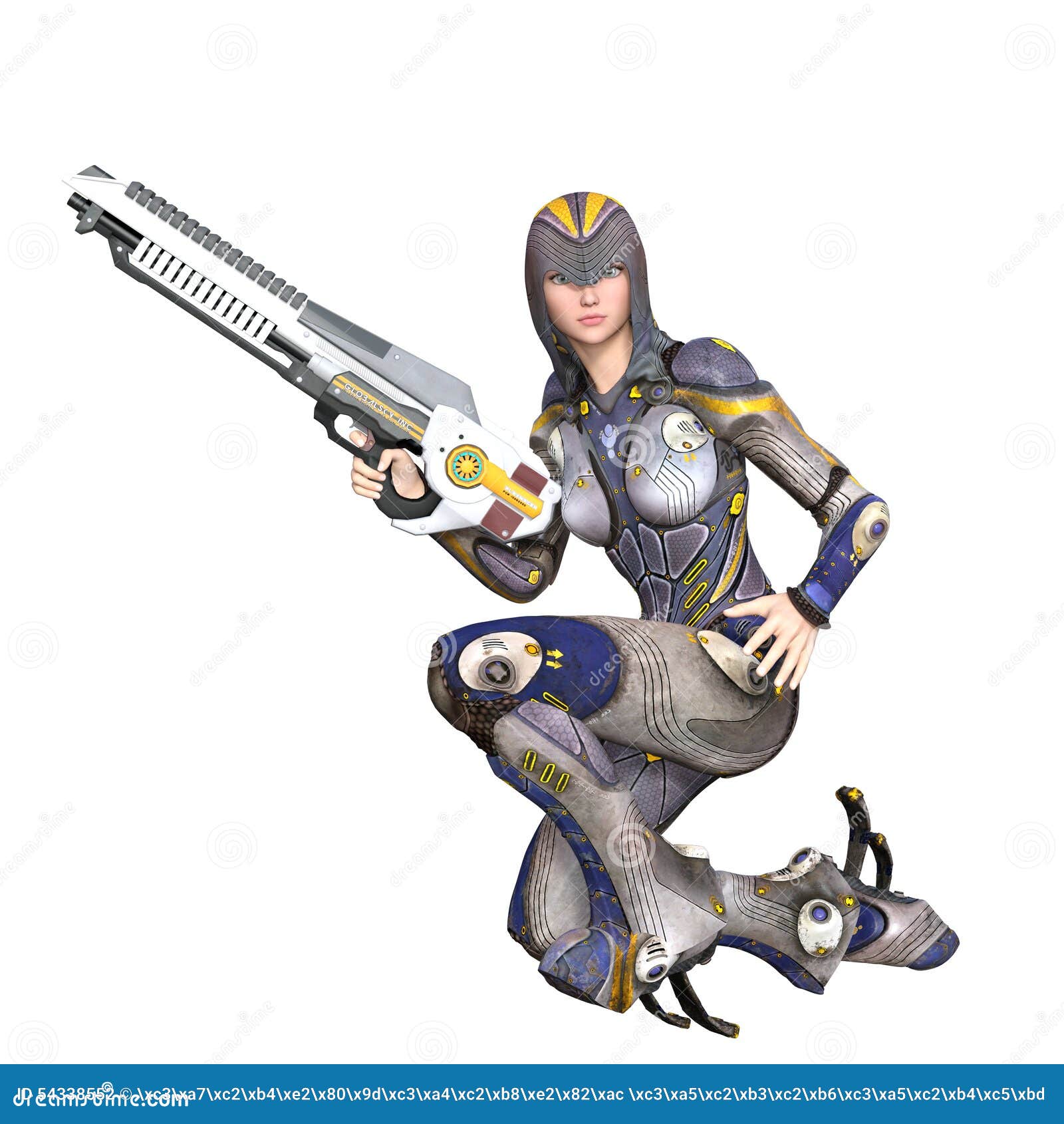 Female android stock illustration. Illustration of weapon - 54338552