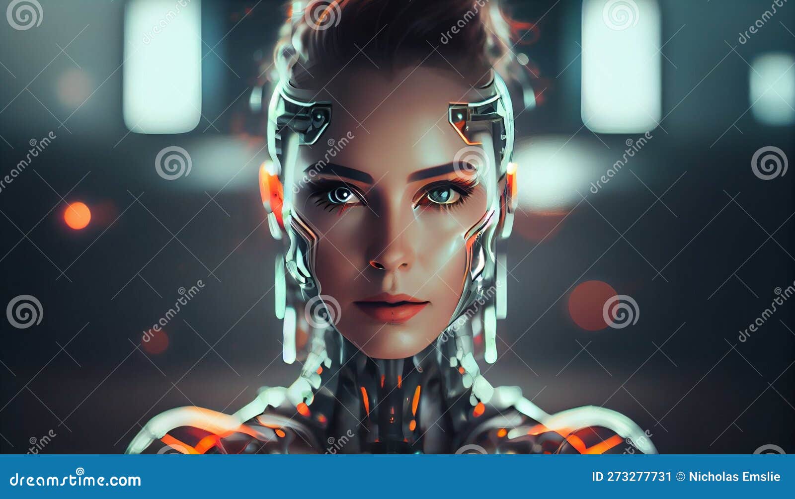 Female Android Robot Ai Generated Stock Illustration - Illustration of ...