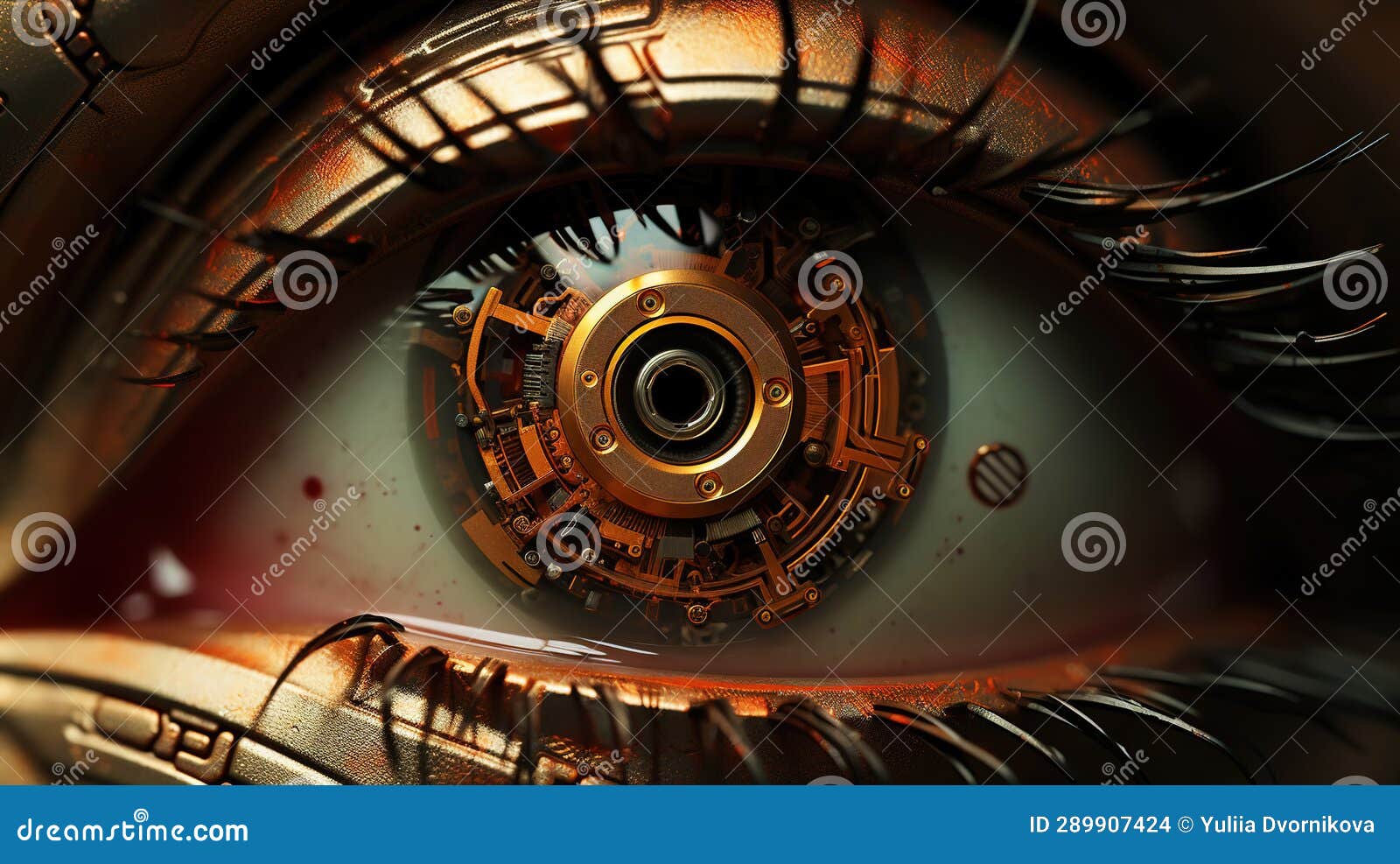 Female Android Robot Eye Close Up. Digital Iris Of Cyber Woman. Bionic ...