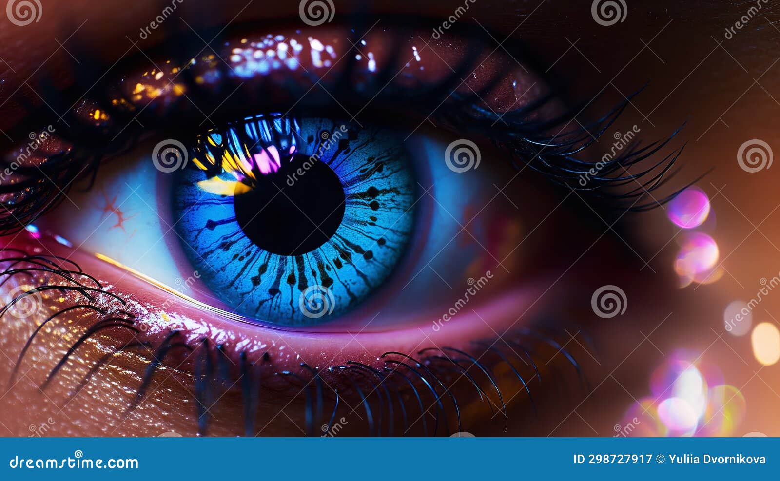 Female Android Robot Eye Close Up. Digital Iris Of Cyber Woman. Bionic ...