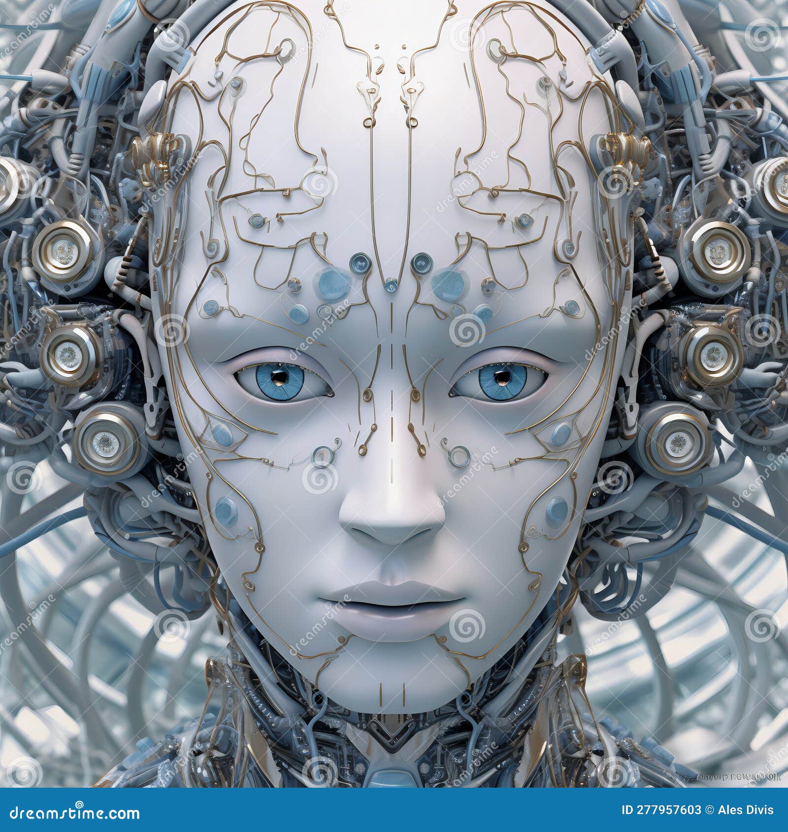 Robot face with blue eyes stock illustration. Illustration of head ...
