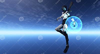 Female android soldier stock illustration. Illustration of villin - 5700397