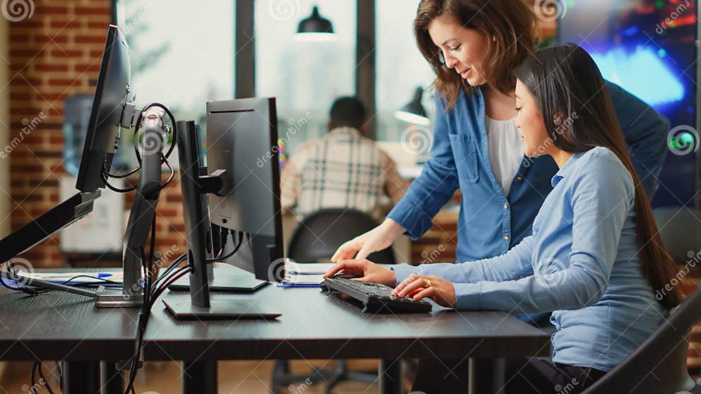 Female App Developers Working on Software Production with Multiple ...