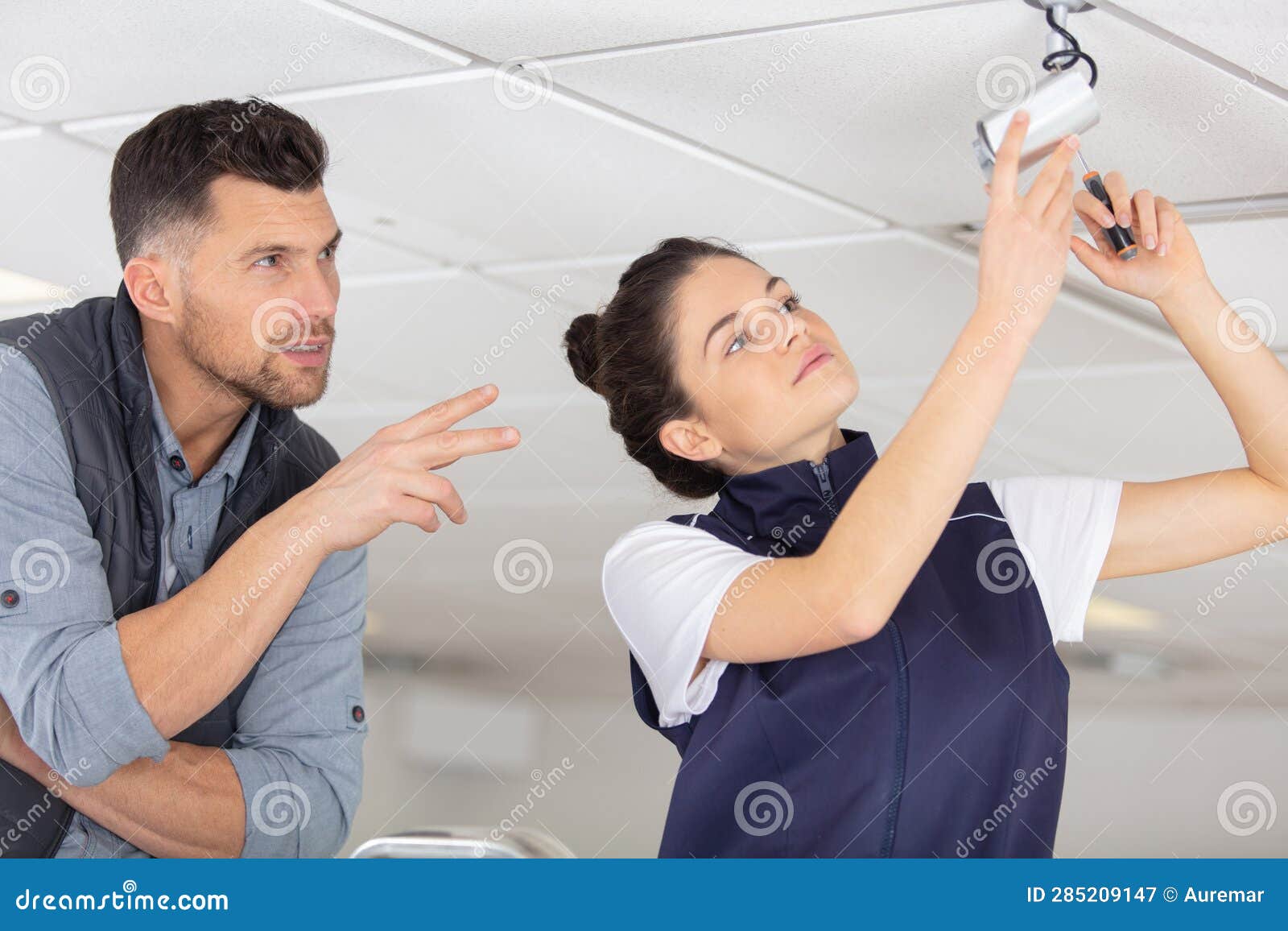 Female Apprentice Learning To Use Cctv Security Cams Stock Image ...