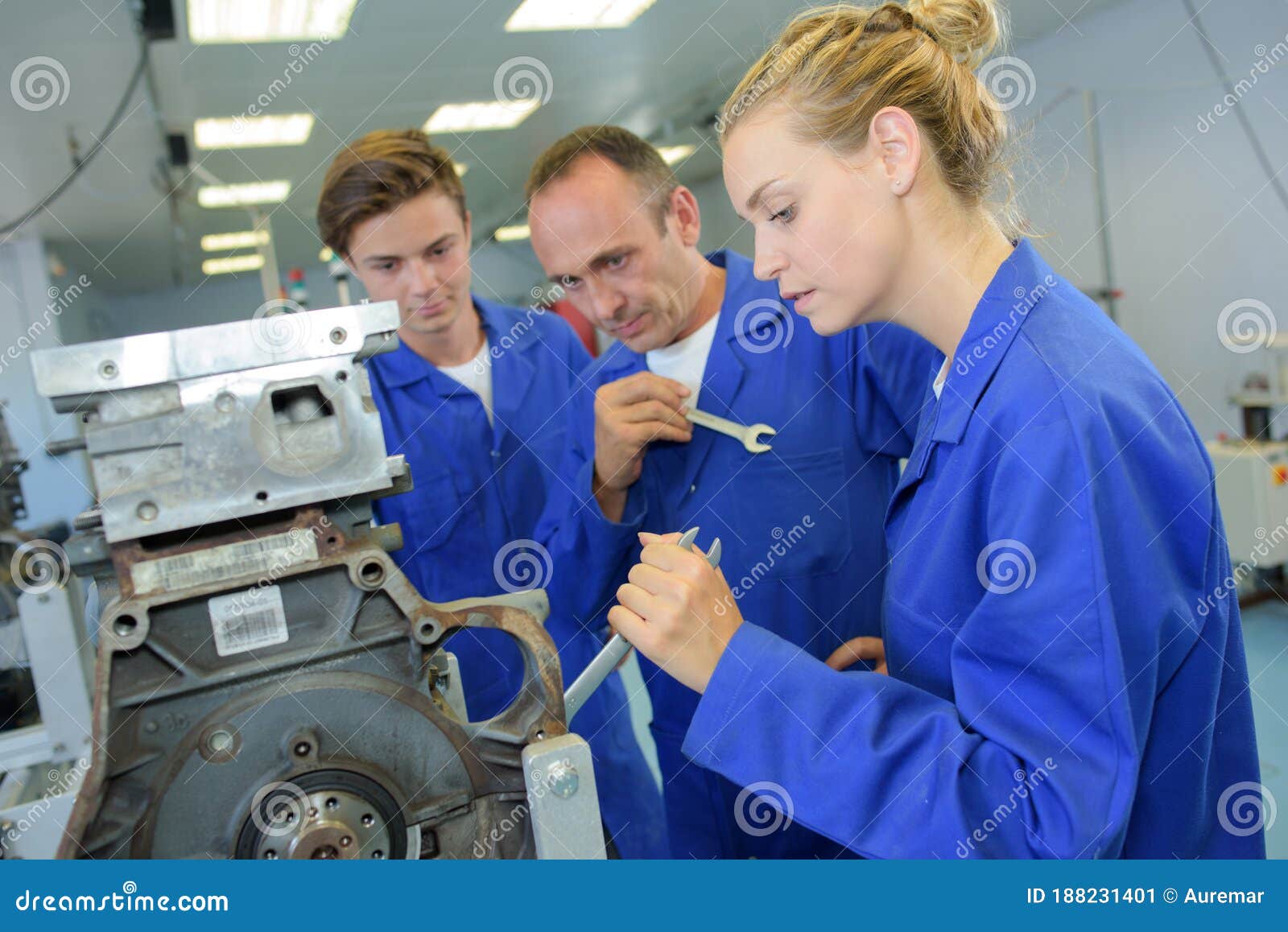 Female Apprentice Working on Machine Stock Image - Image of trade ...